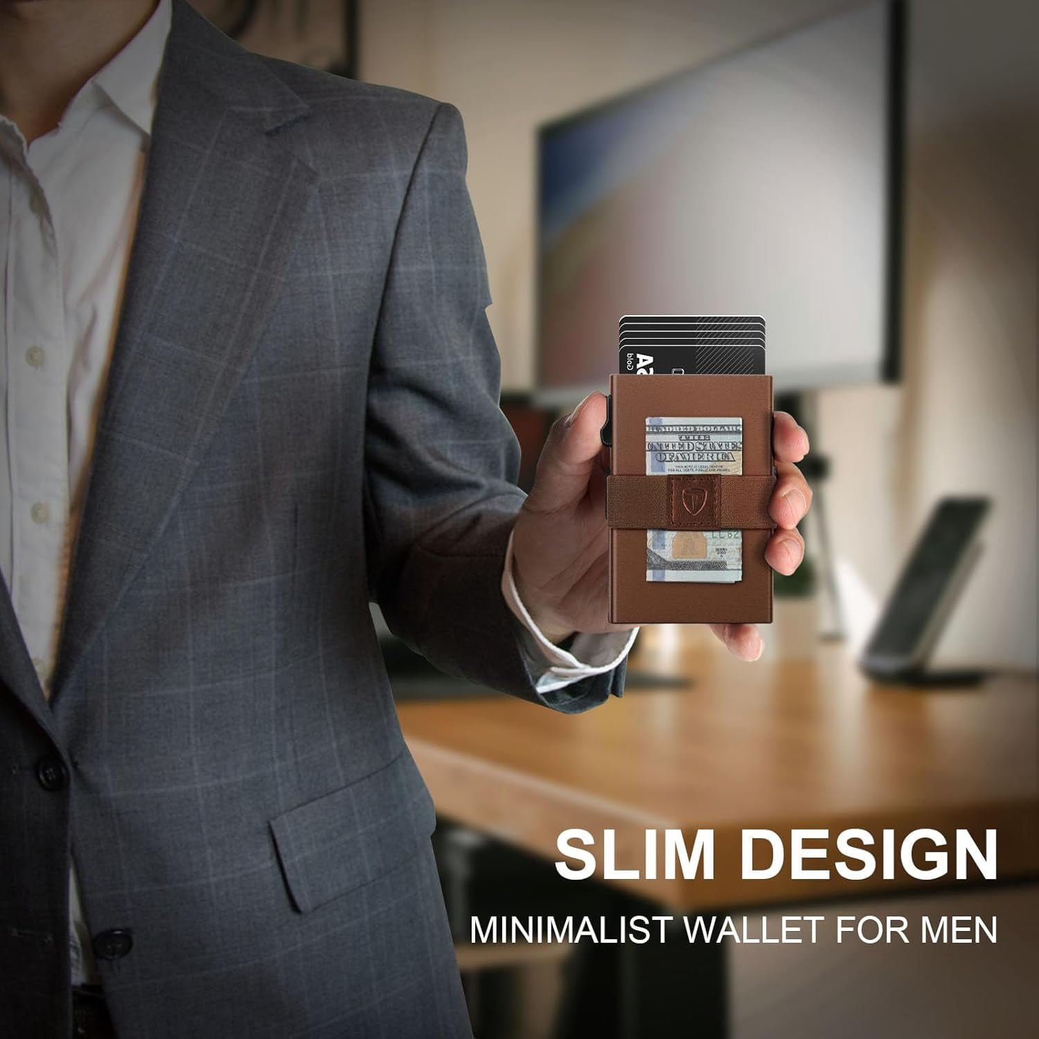 TRAHOO-Minimalist Wallet for Men,Slim Wallet Compatible with AirTag ...