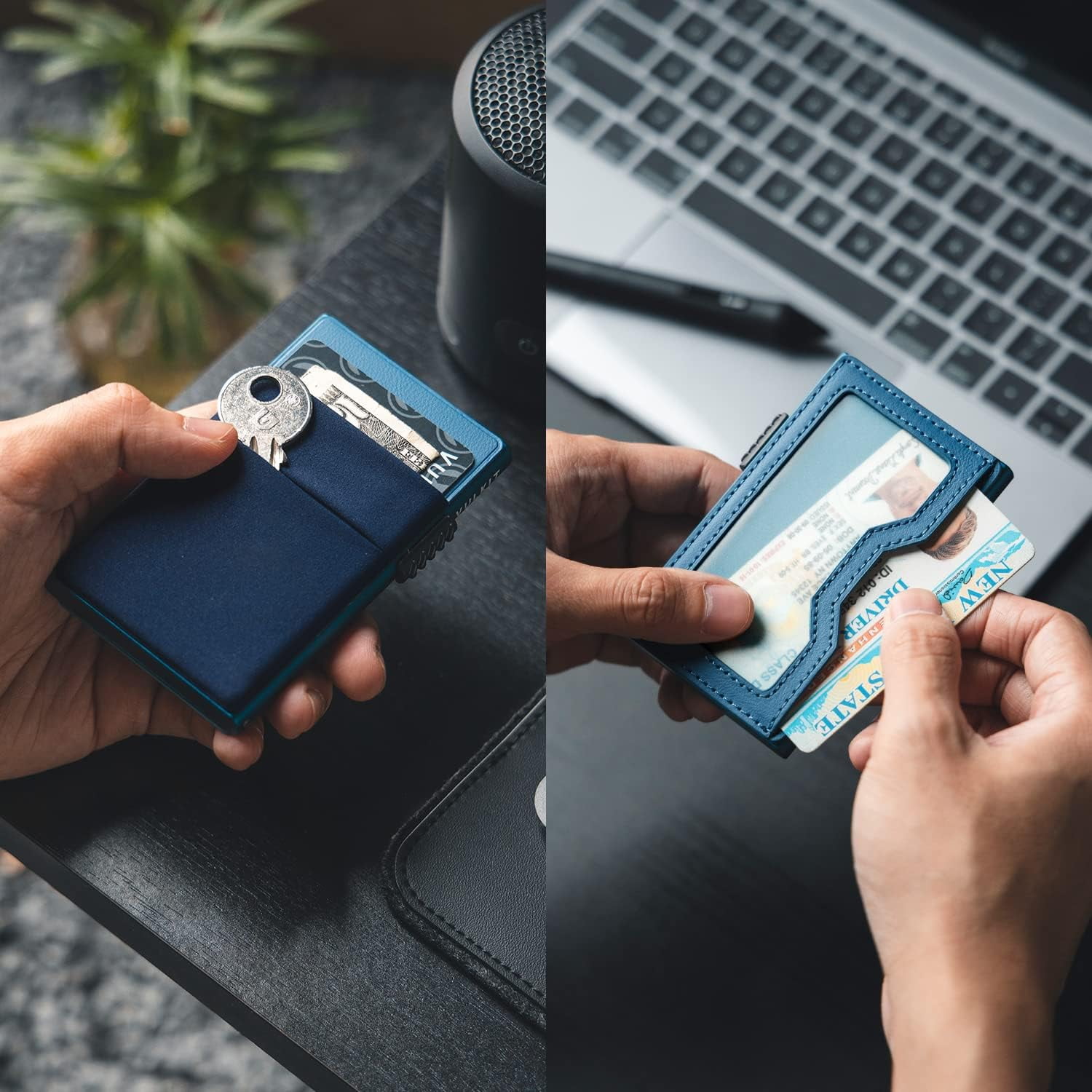 TRAHOO-Minimalist Wallet with ID Window & EDC Pocket Pop Up Card Holder ...