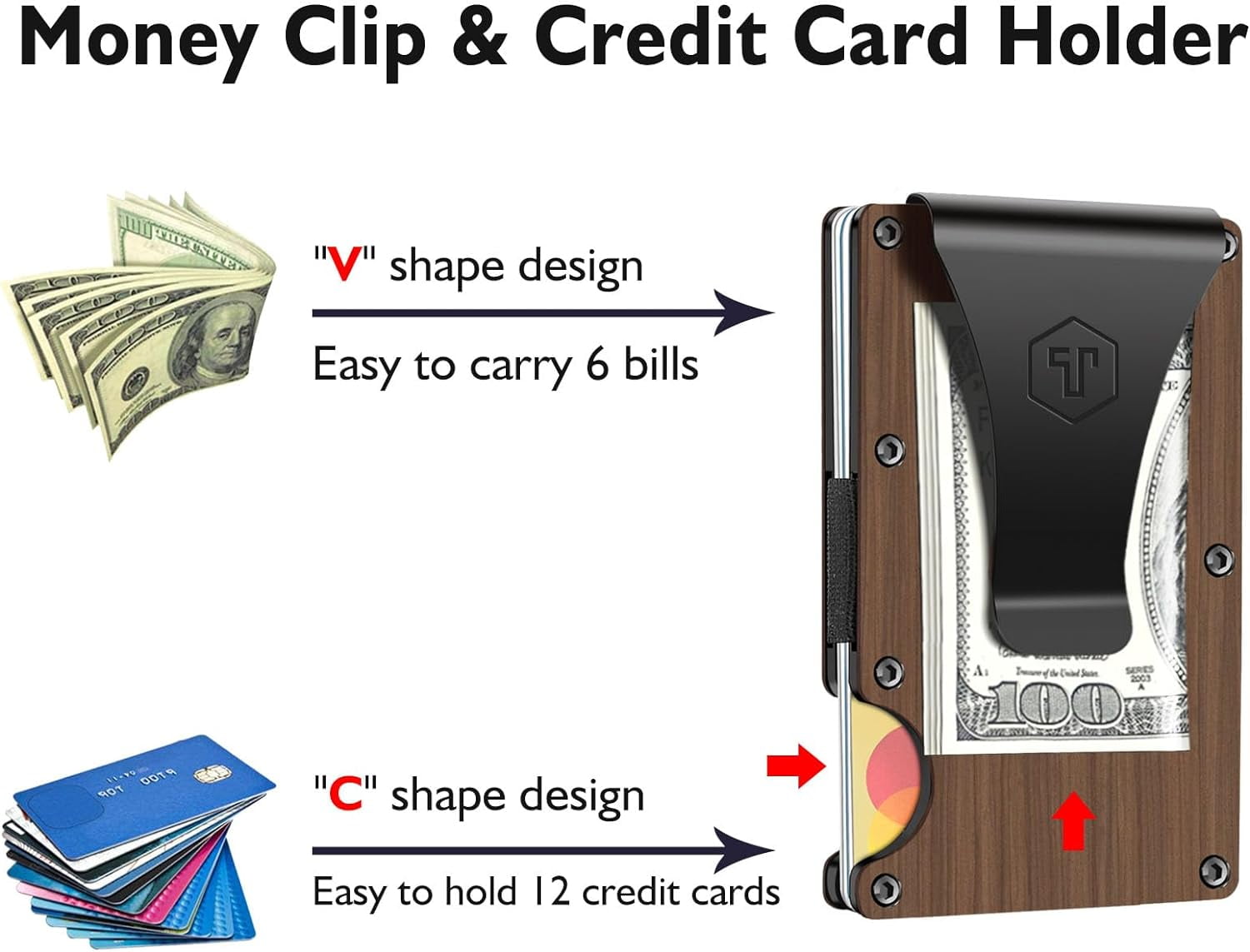 TRAHOO-Money Clip for Men,Aluminum Metal Credit Card Holder,Carbon ...