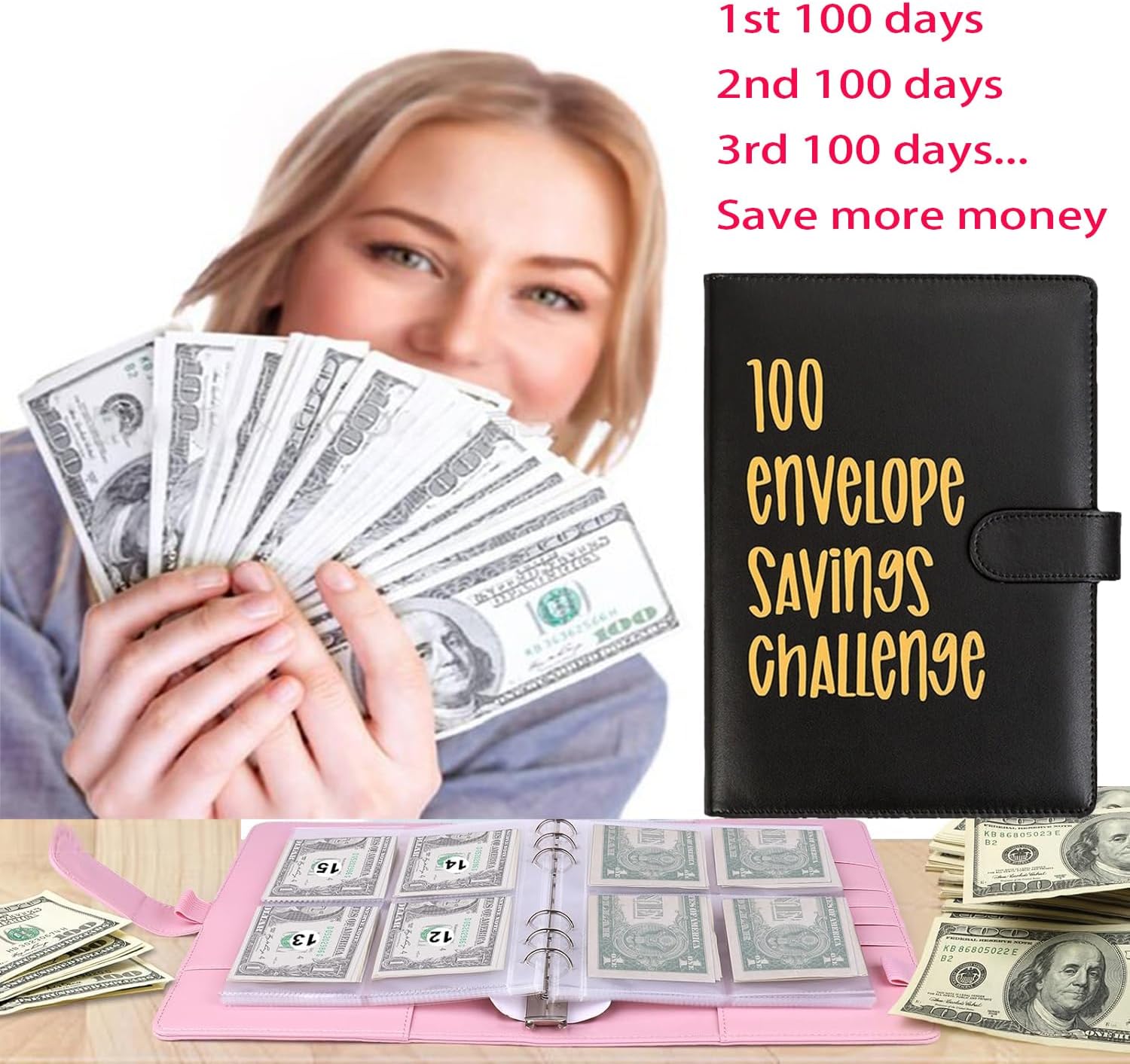 TRAHOO-Money Saving Binder,Envelope Budget Binder,100 Envelope Savings ...