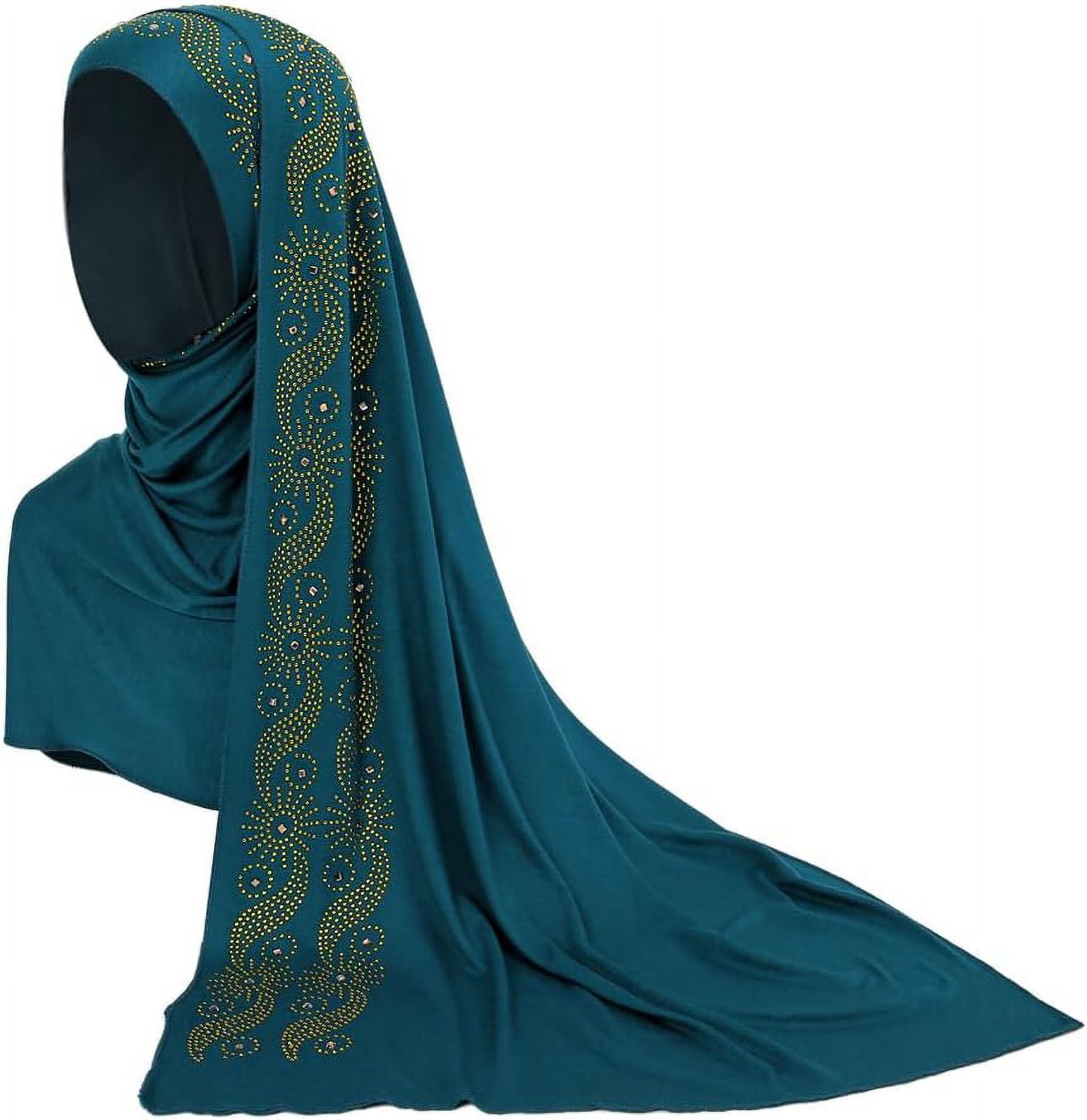 TRAHOO-Muslim Women Shiny Rhinestone Hijab Head Wrap Long Scarf Shawl ...