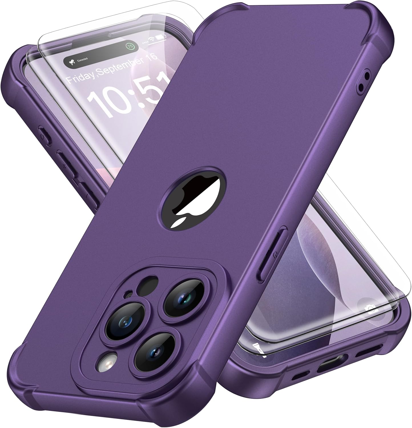 TRAHOO-ORETech for iPhone 15 Pro Max Case, with [2 x Screen Protectors] [15 Ft Military Grade ...