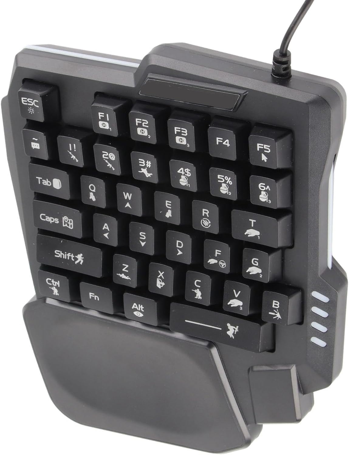 TRAHOO-One Handed Gaming Keyboard, 3 Color Backlight 35 Keys Single Handed Wired Gaming Keyboard ...