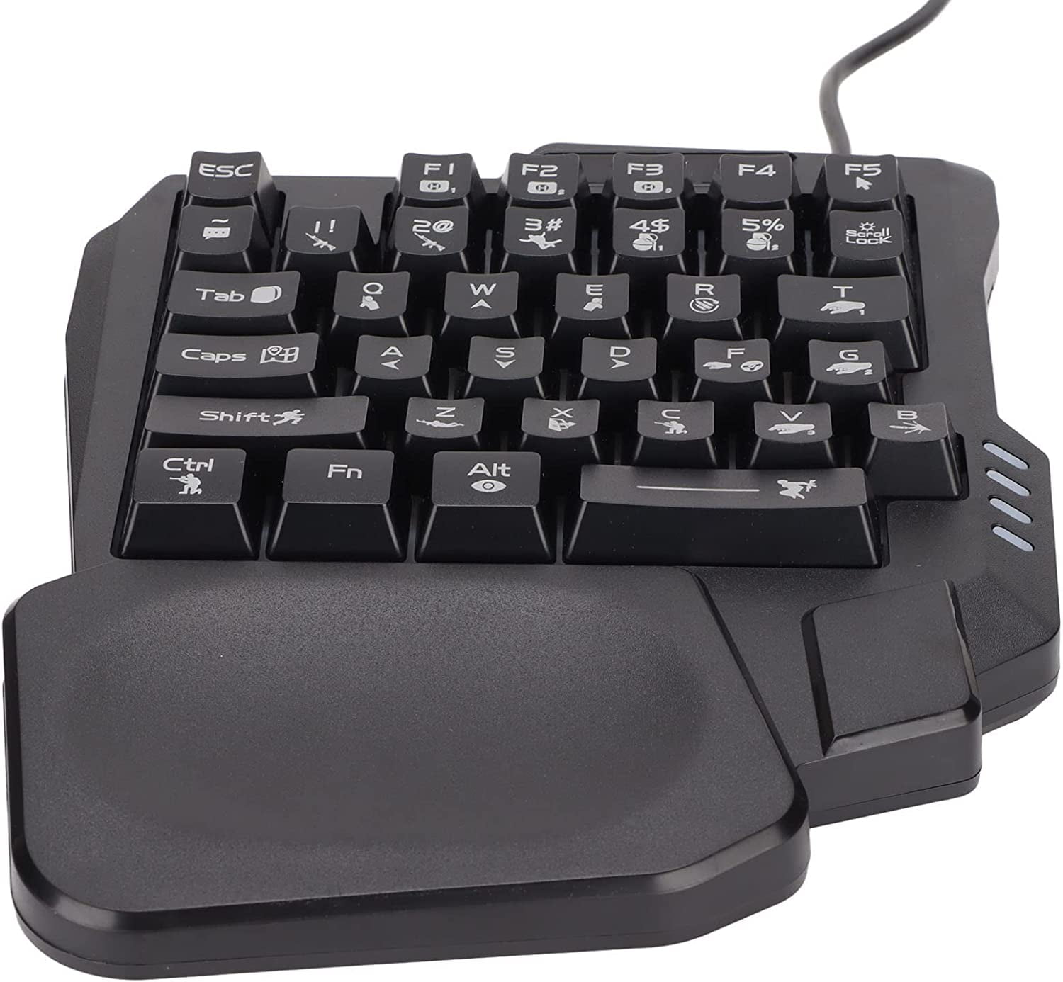 TRAHOO-One Handed Gaming Keyboard, Three Colors Backlight Wide Palm ...
