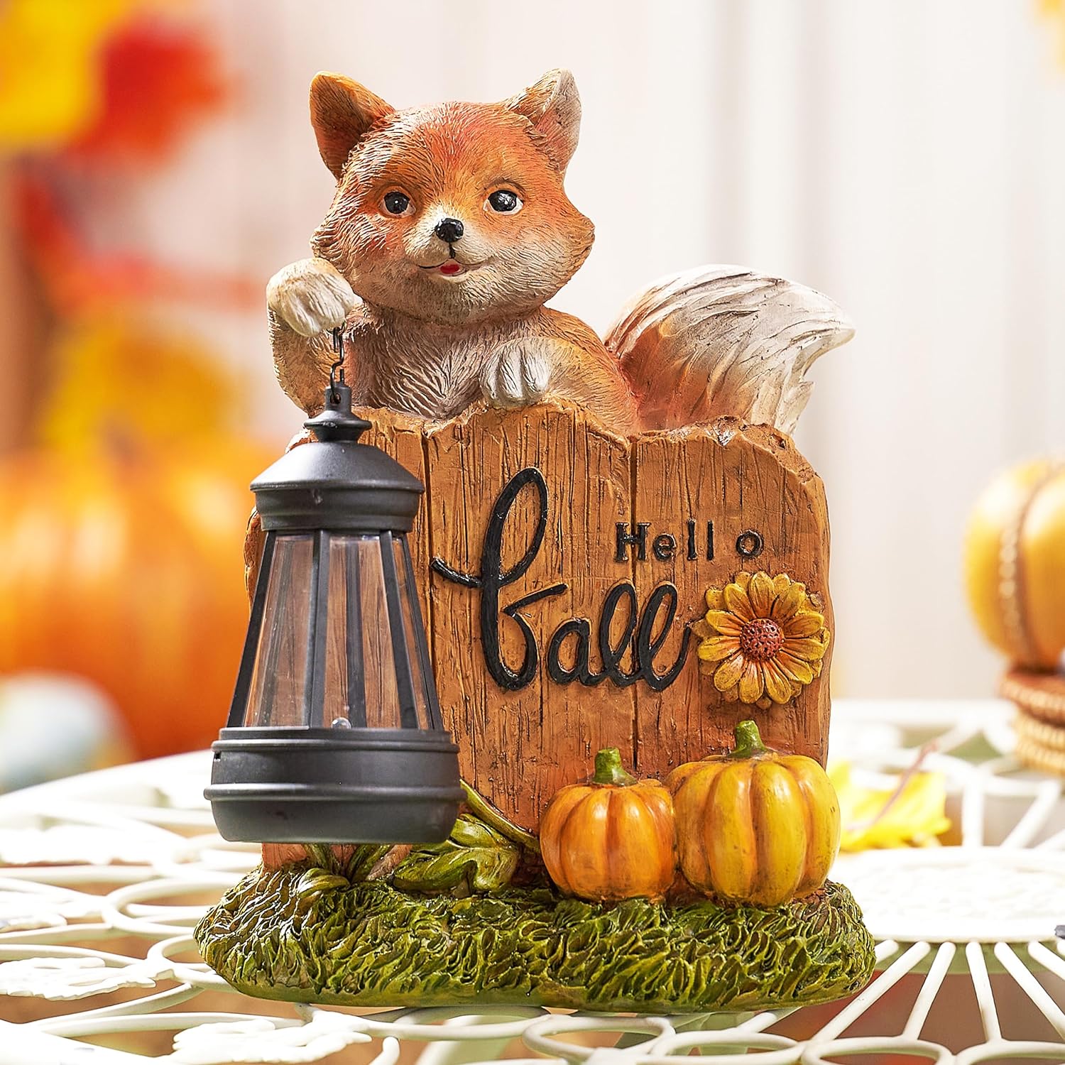 TRAHOO-Outdoor Fall Decor with Solar Lights for Outside, Fox Holding ...