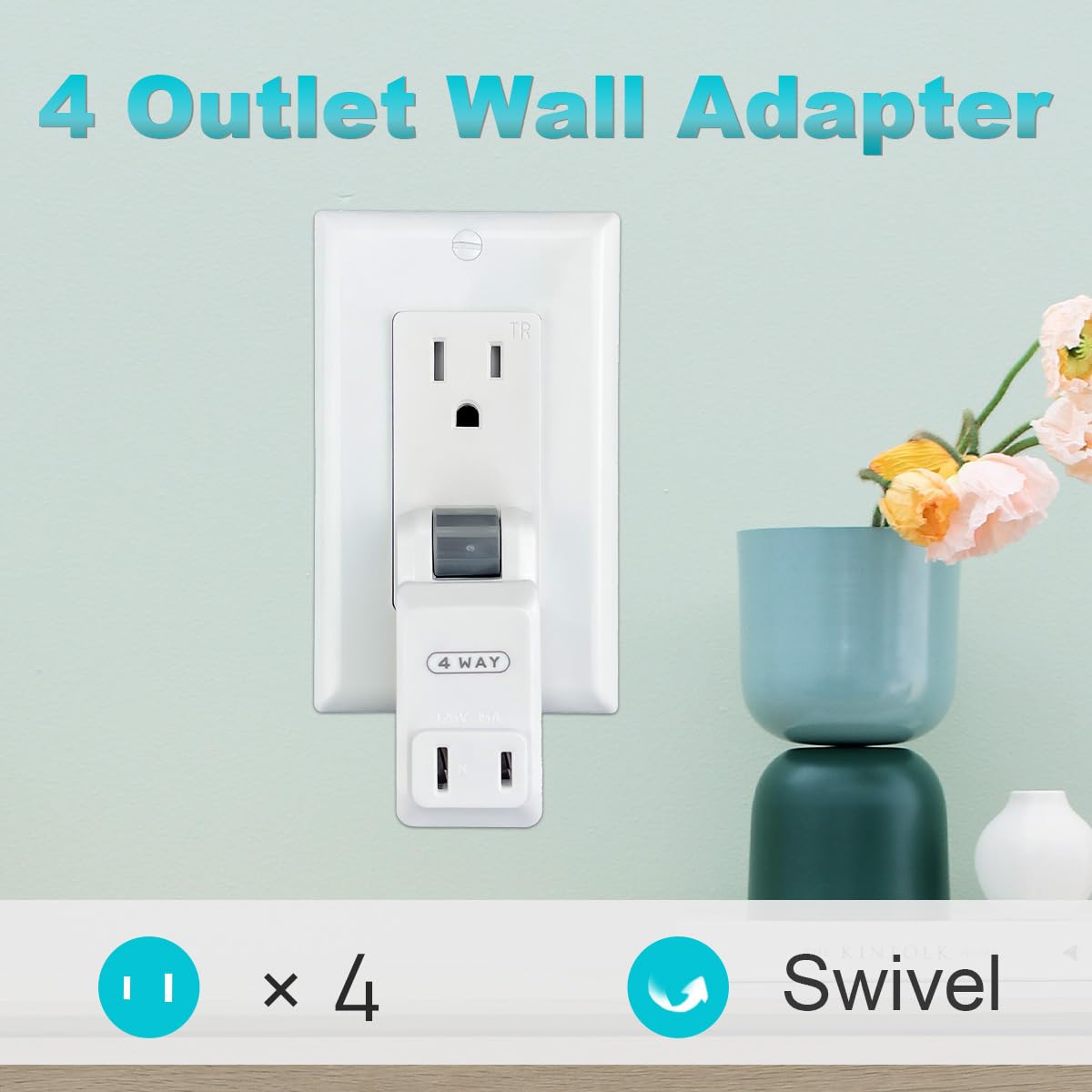 TRAHOO-Outlet Wall Adapter, 2-Prong Swivel Ungrounded Indoor AC Mini ...
