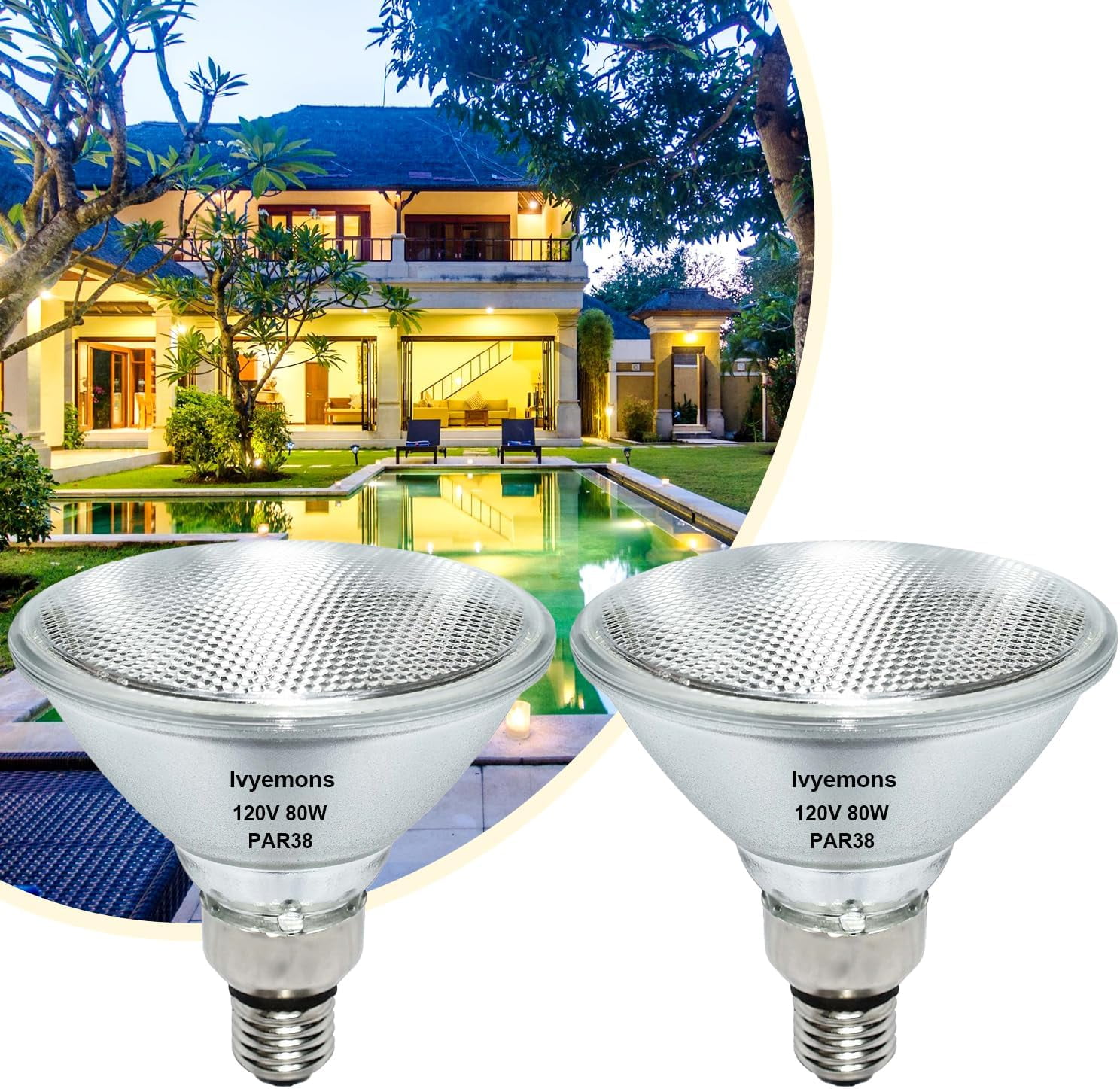 TRAHOO-PAR38 Flood Light Bulbs - 2 Pack 80W PAR38 Halogen Bulb 120V E26 ...