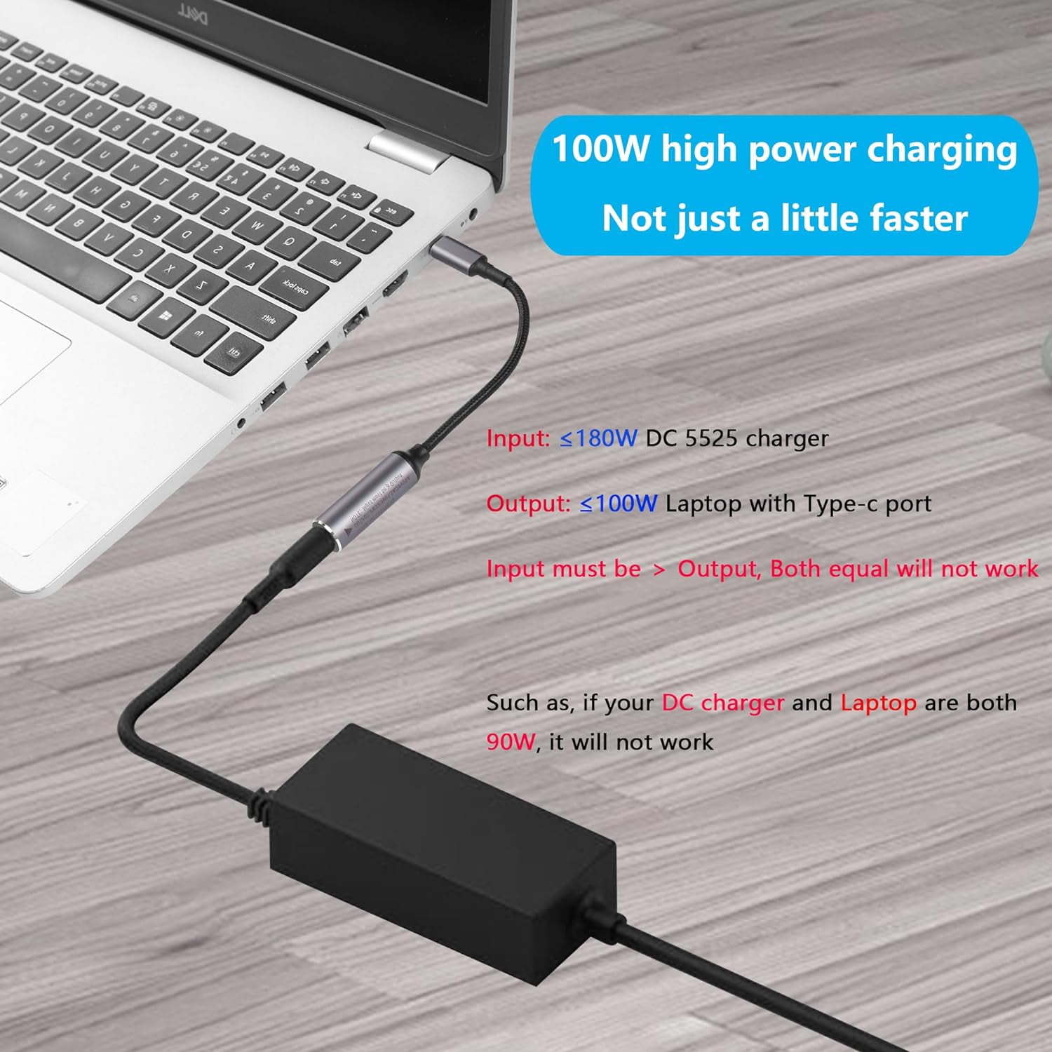 TRAHOO-PD 100W Laptop Charger Adapter Cable DC 5.5mm x 2.5mm Female ...