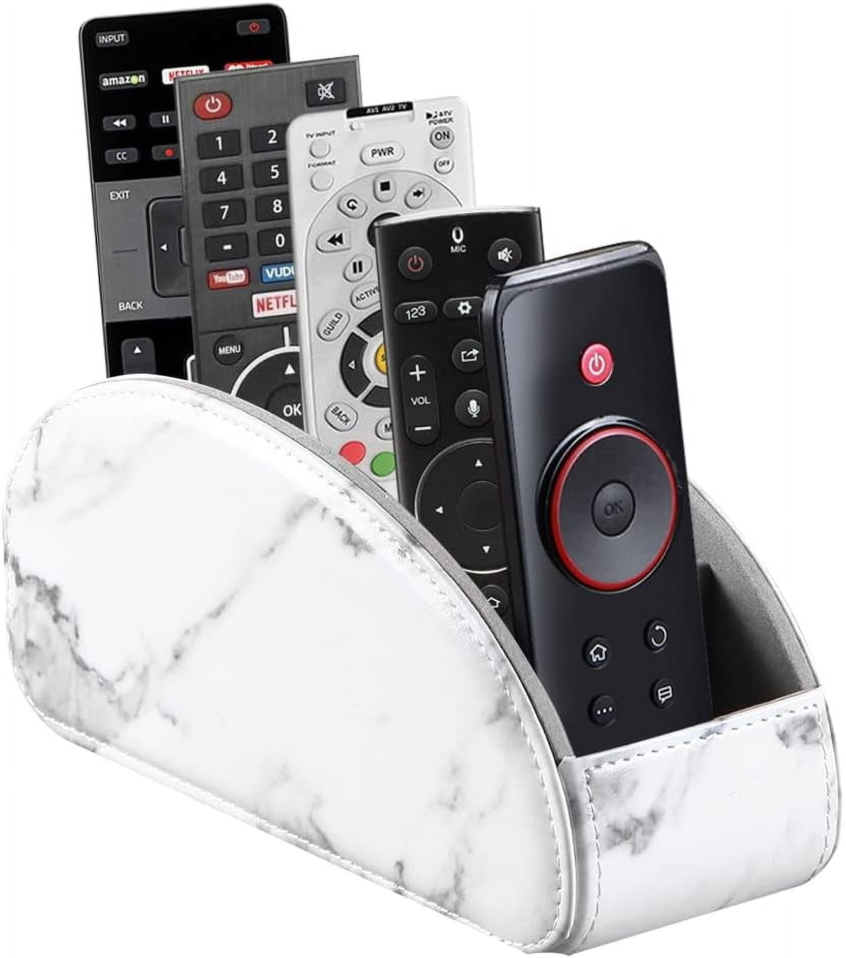 TRAHOO-PU Leather Remote Control Holder,Arc Shape Remote Caddy Desktop ...