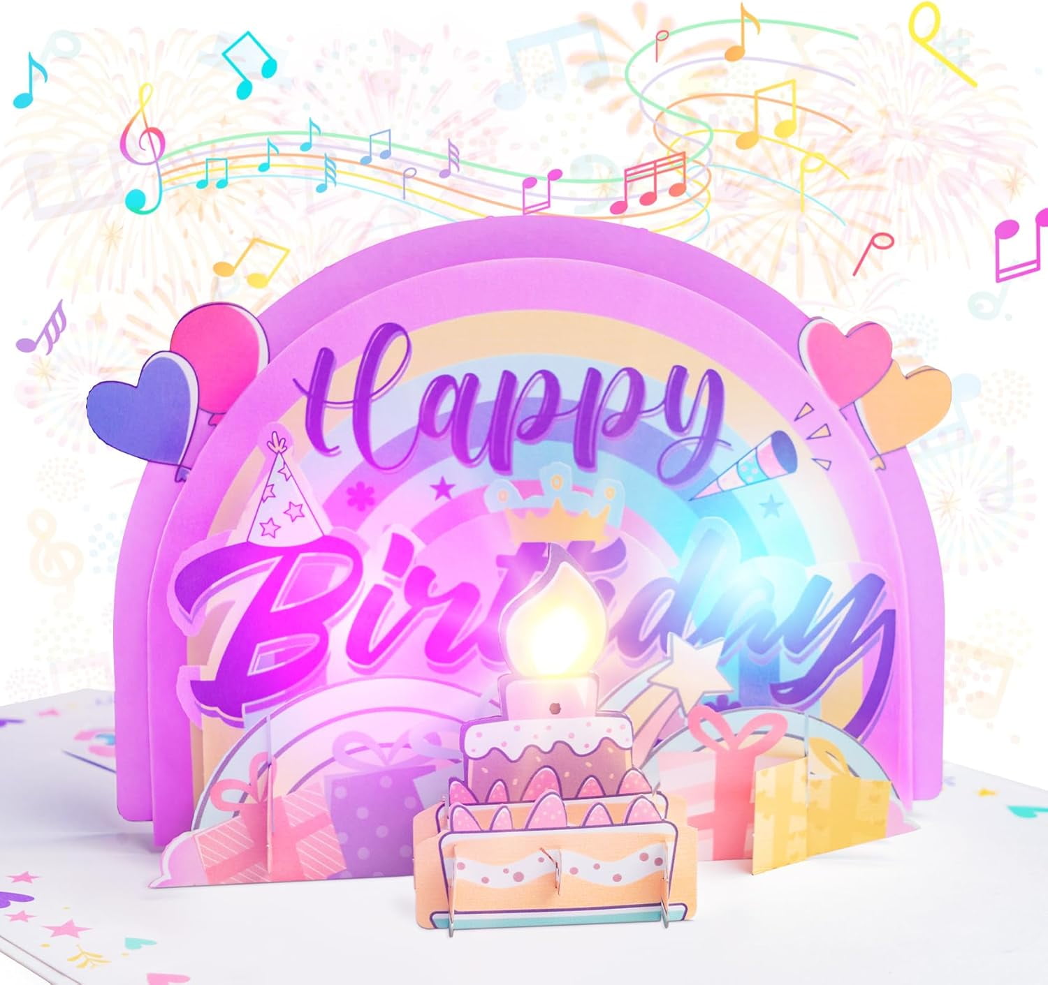 TRAHOO-Paper Pop Up Card, 3D Musical Birthday Card, Blowable Candle ...