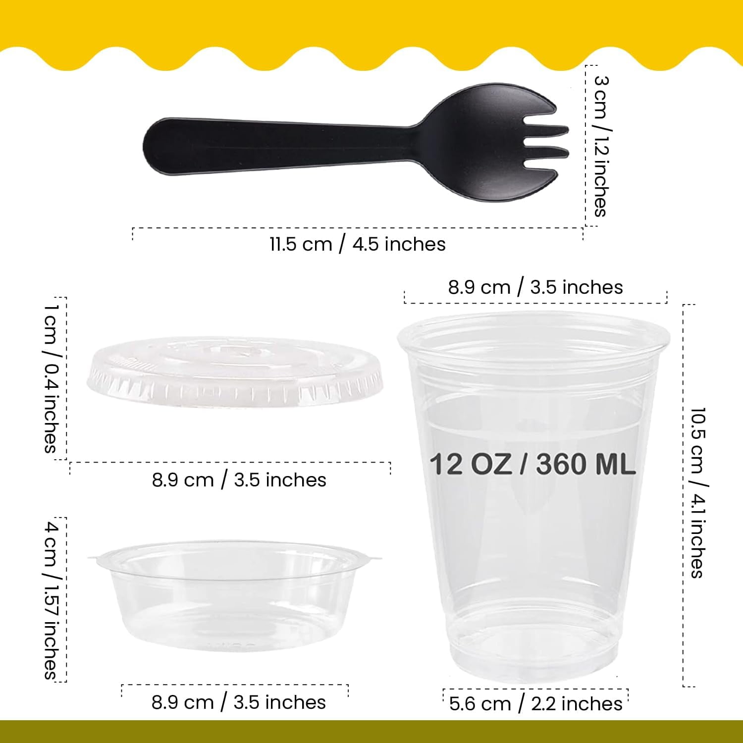 TRAHOO-Parfait Cups - 12 Oz - 50 Set - Parfait Cups With Flat Lids ...