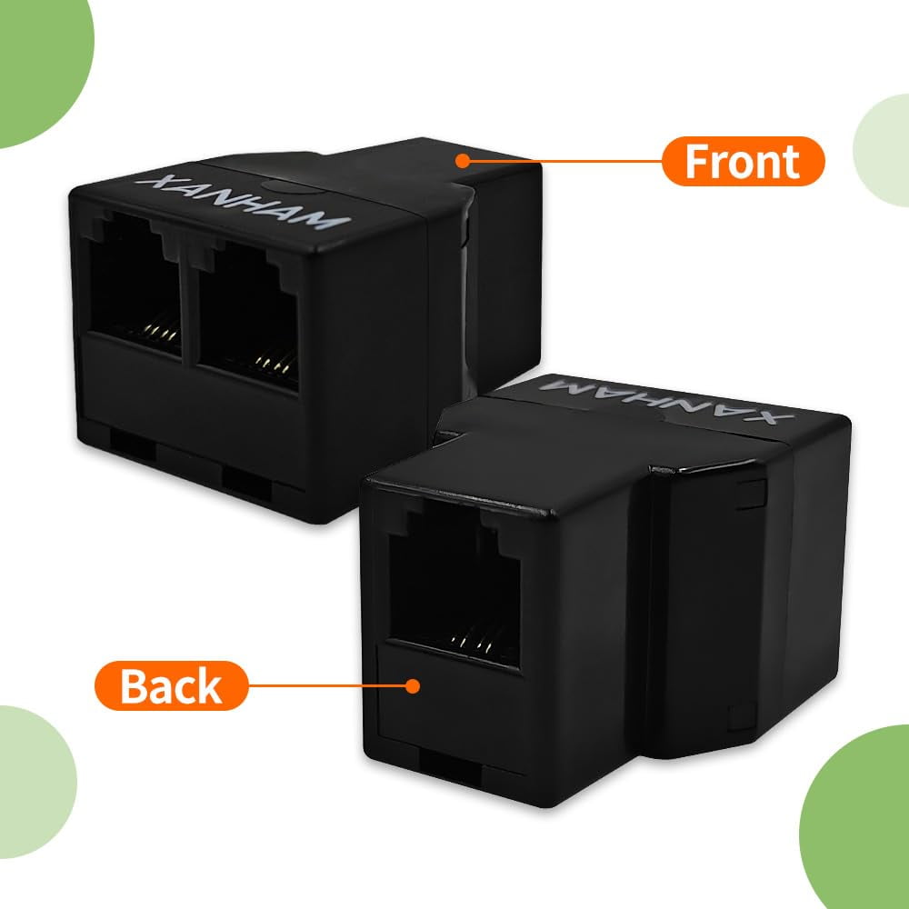 TRAHOO-Phone Cable 2 Way Splitter RJ11 6P4C Telephone Line Cord Adapter ...