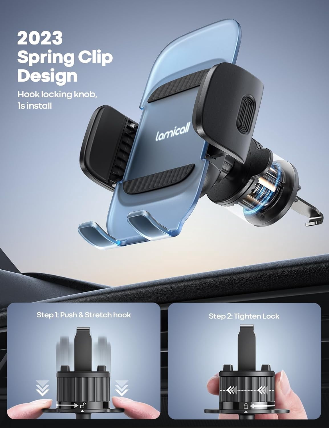 TRAHOO-Phone Holder Car Vent - Upgraded Spring Clip [Big Phone Friendly ...