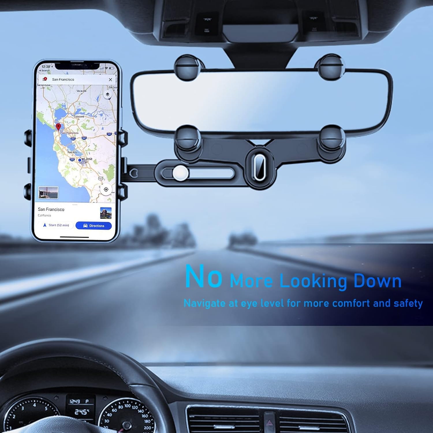 TRAHOO-Phone Mount for Car Rearview Mirror, Cell Phone Holder with ...