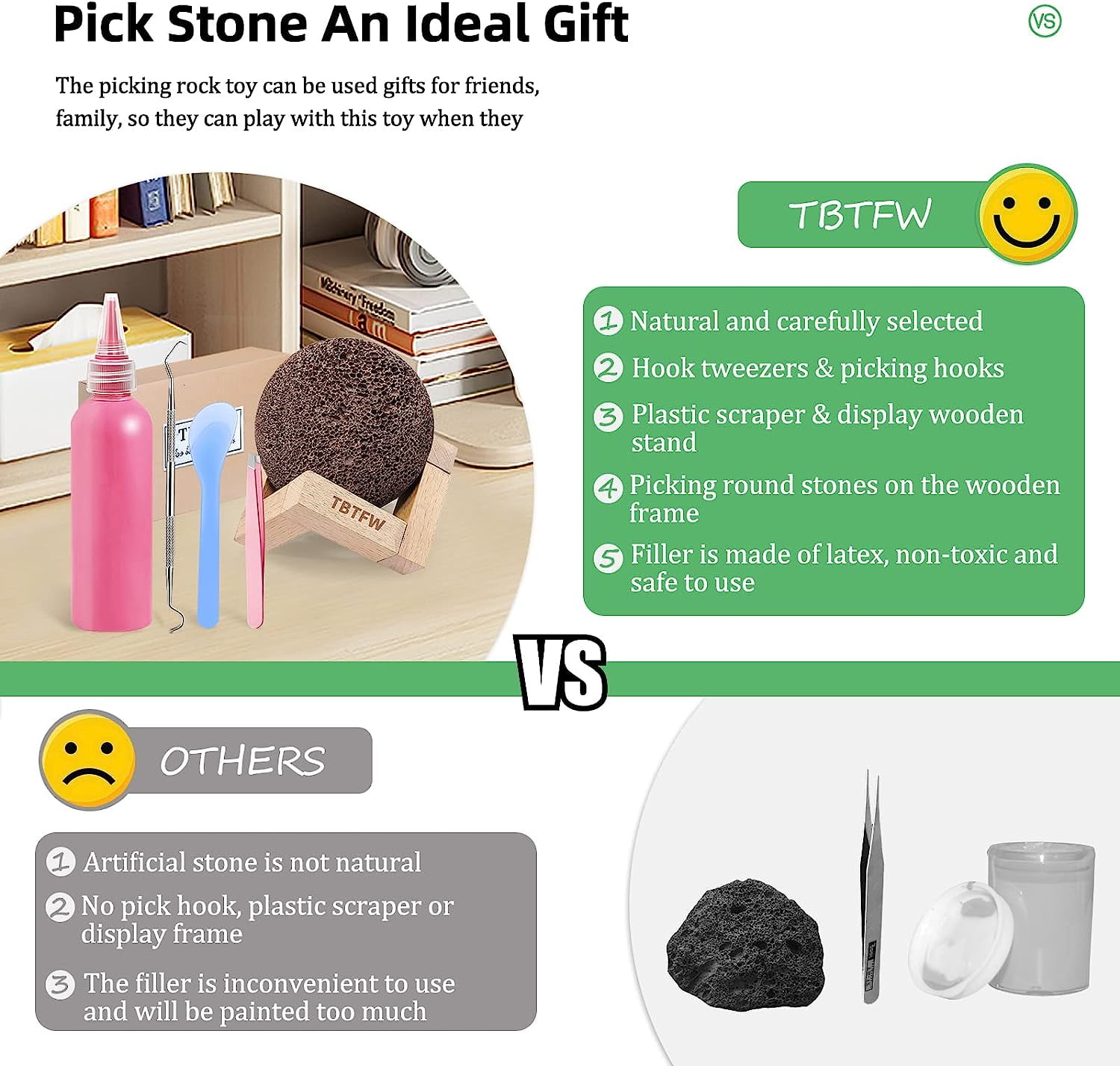 TRAHOO-Pick and Peel Stone Kit, 2PCSPick Round Stone for Anxiety Relief ...