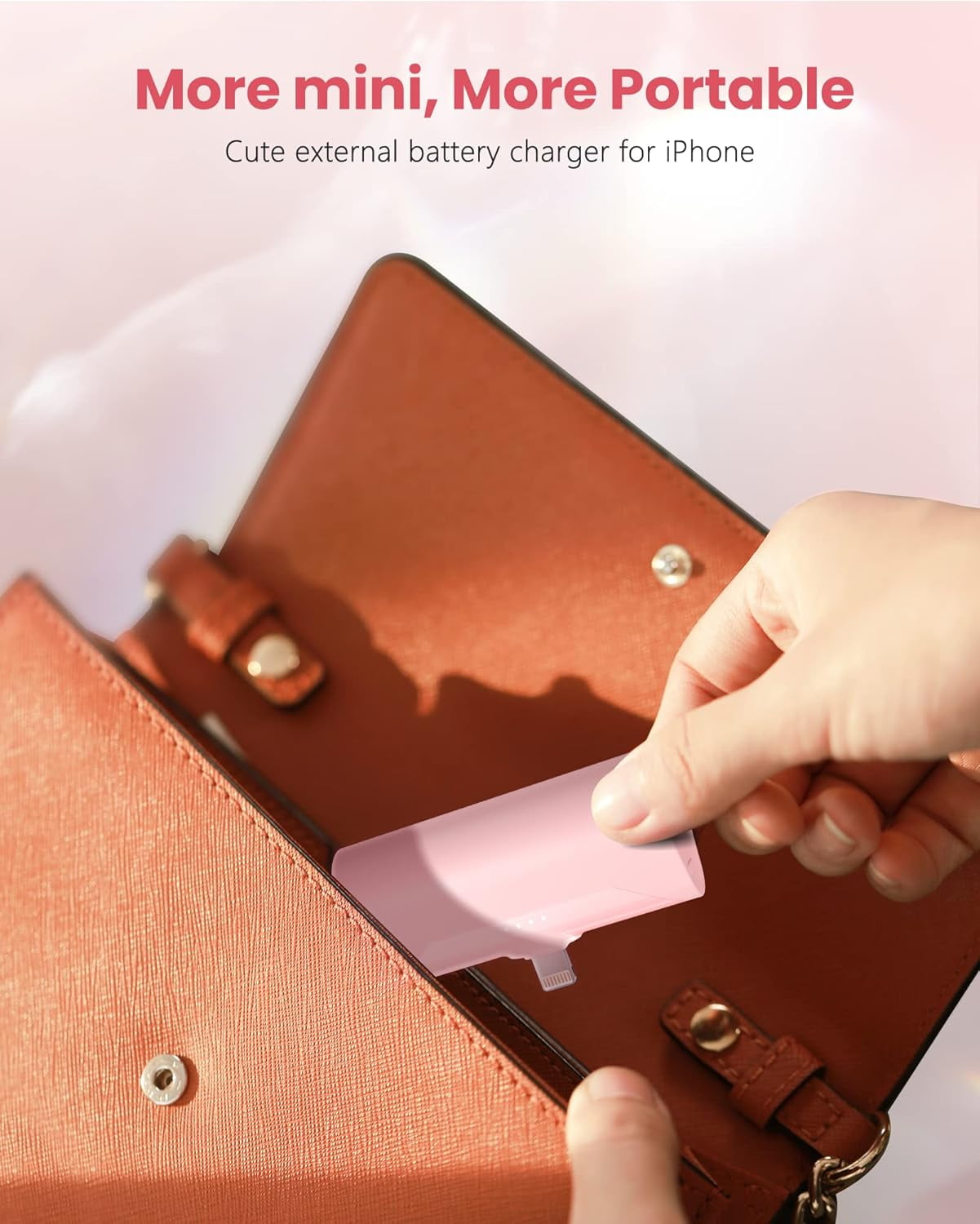 TRAHOO-Pink Small Portable Battery Charger 4800mAh, Tiny Power Bank ...