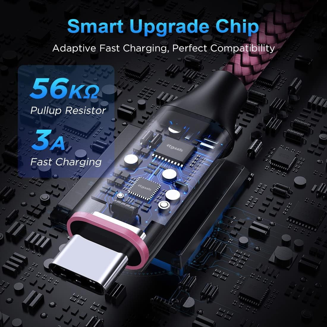 TRAHOO-Pink USB C Cable 4ft Fast Charge, 2-Pack USB A to USB C Type ...