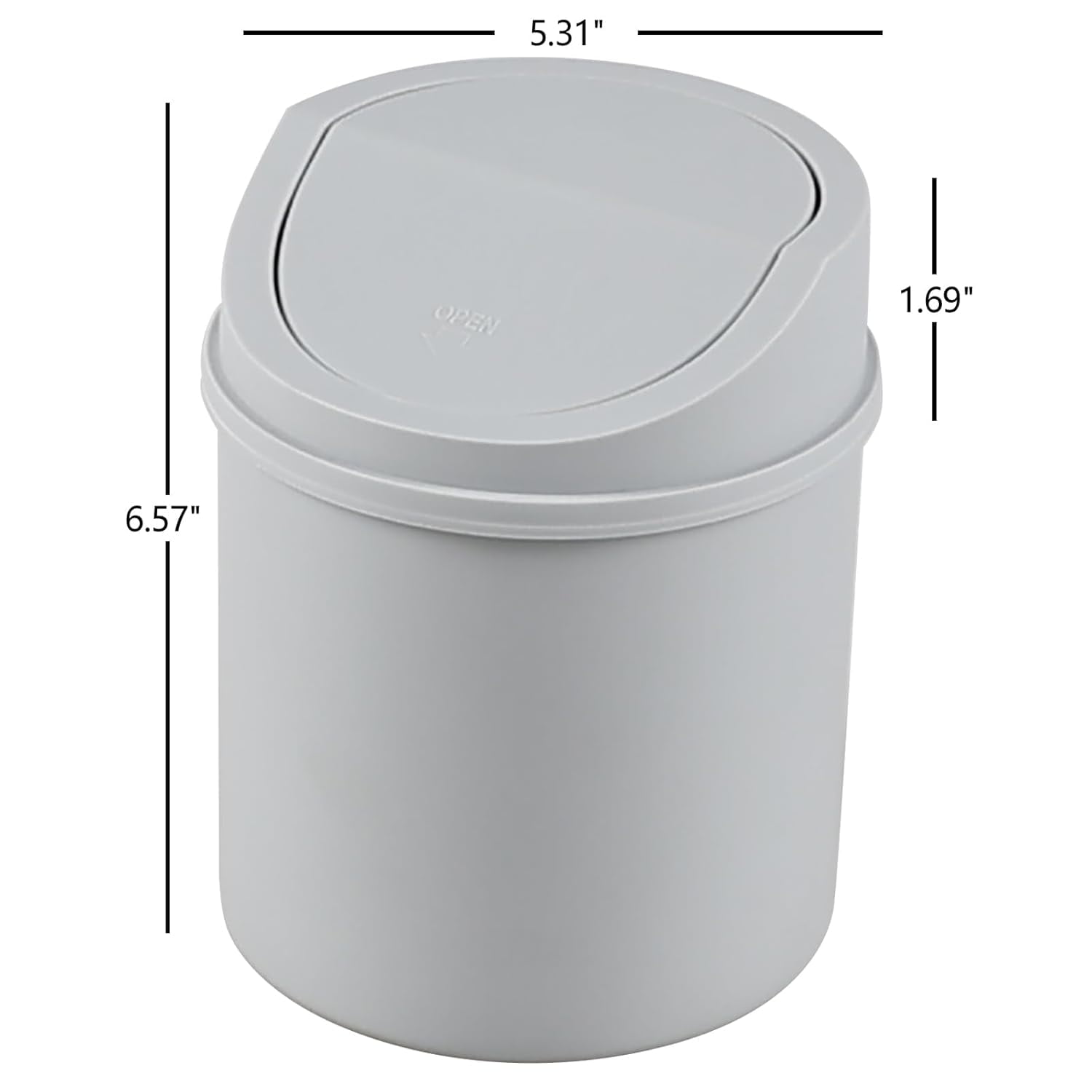 TRAHOO-Plastic Mini Trash Can with Swing Lid, 0.5 Gallon Desktop Tiny ...