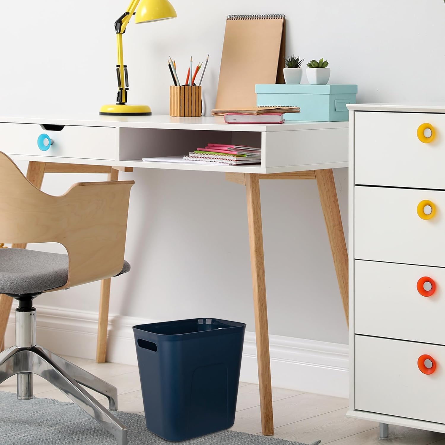 TRAHOO-Plastic Small Trash Can Wastebasket, Garbage Container Basket ...