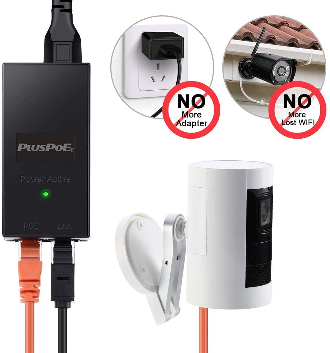 TRAHOO-PoE Injector, 48V Power Over Ethernet Adapter, 10/100Mbps ...