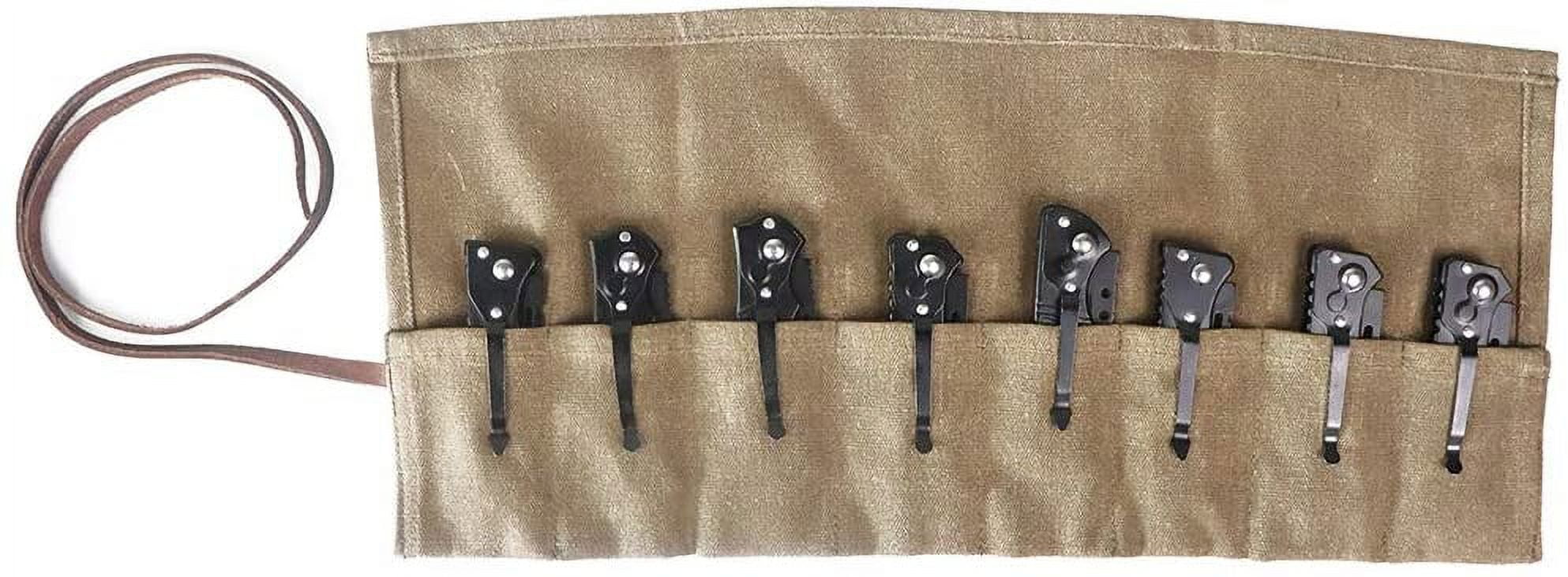 TRAHOO-Pocket Knife Roll Bag,Waxed Canvas Small Knife Roll Up Pouch ...