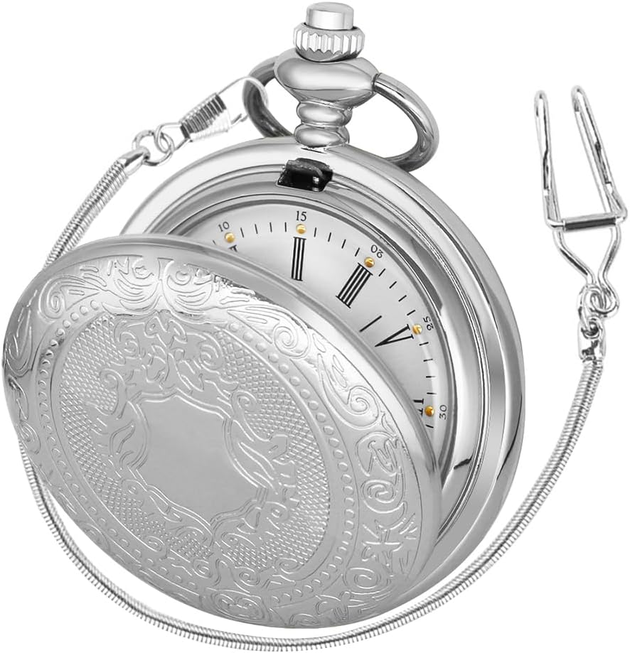 TRAHOO-Pocket Watch Classic Pattern Design Arabic Numerals Quartz ...