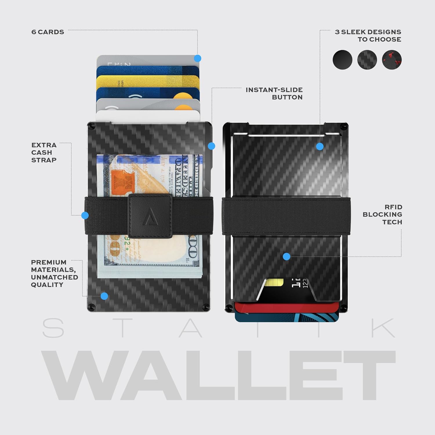 TRAHOO-Pop Up Wallet for Men - Push Button For Card Access Minimalist ...