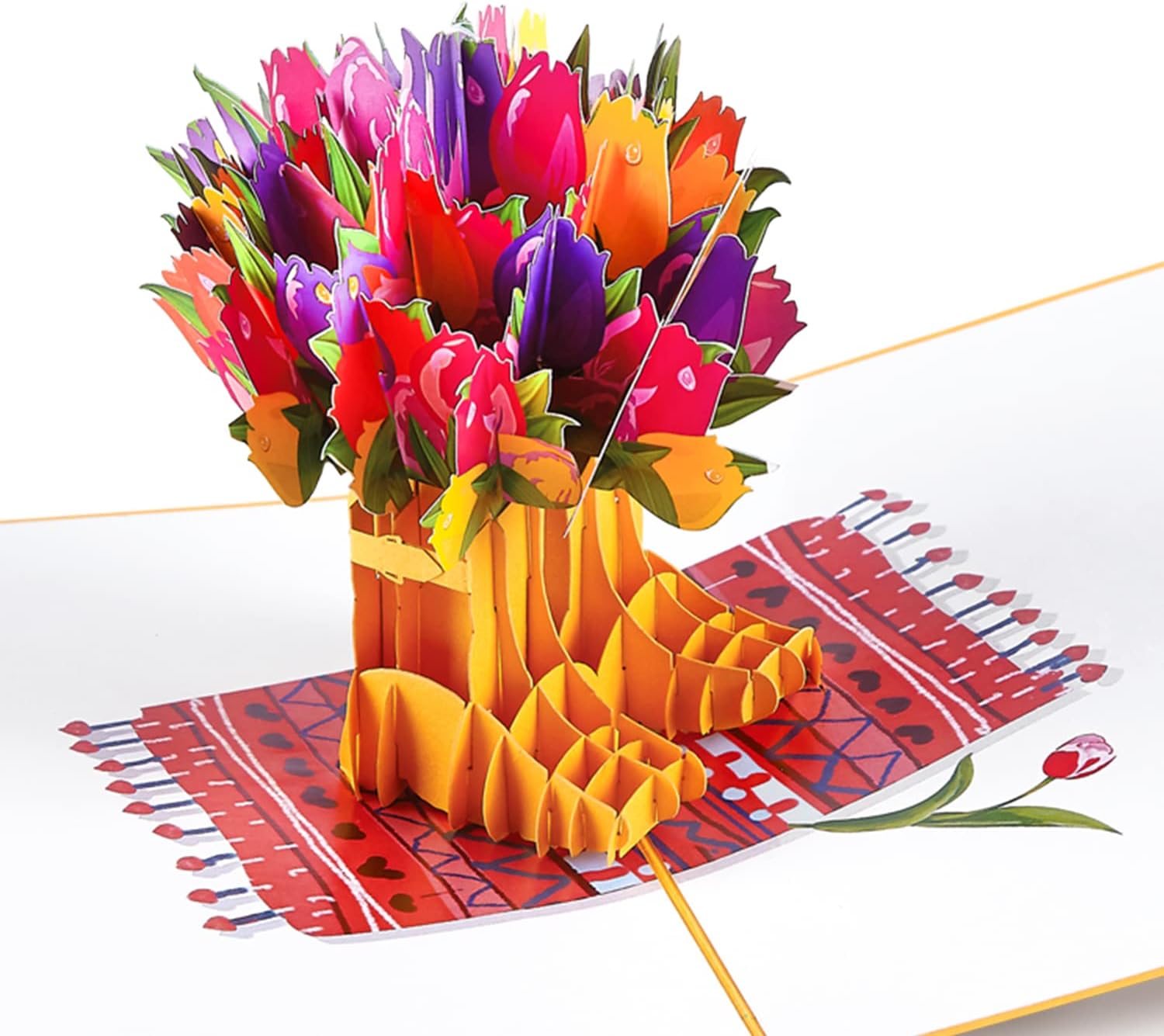 TRAHOO-Popup Greetings Card - 5x7 Inch Tulips in Boots Pop up Paper ...