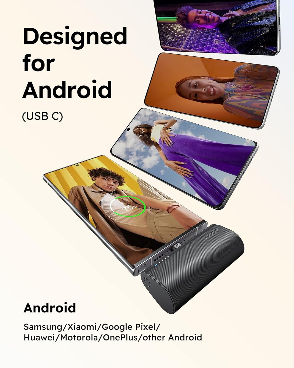 TRAHOO-Portable Charger, USB C Power Bank, 5000mAh Mini Battery Pack Fast Charging 20W Small ...