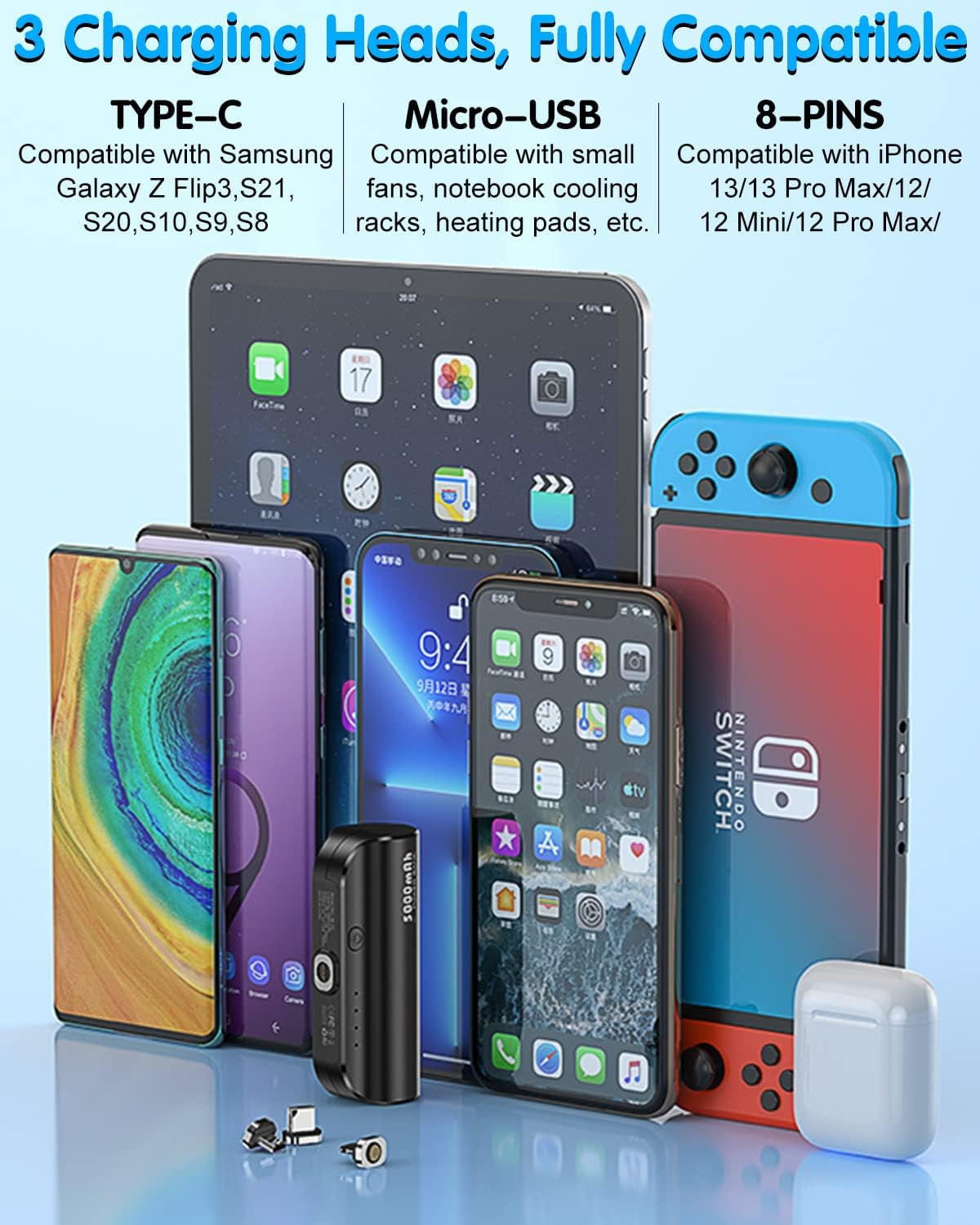 TRAHOO-Portable Charger for iPhone, Mini Power Bank 5000mAh, Type C ...