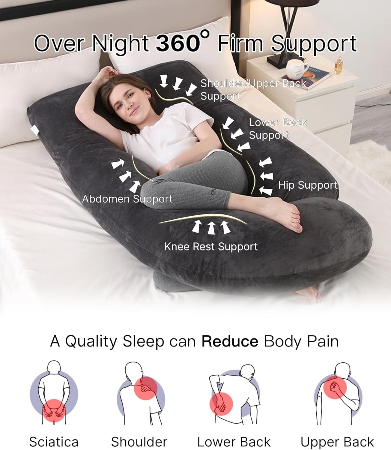 TRAHOO-Pregnancy Pillow, Full Body 57 Inch Maternity Pillow with ...