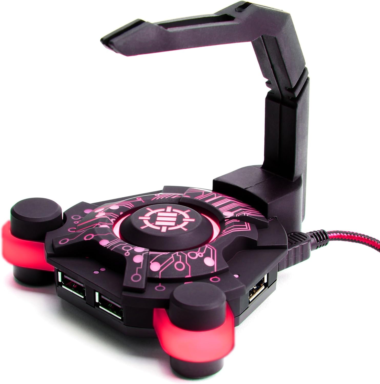 TRAHOO-Pro Gaming Mouse Bungee Cable Holder with 4-Port USB Hub - Red ...