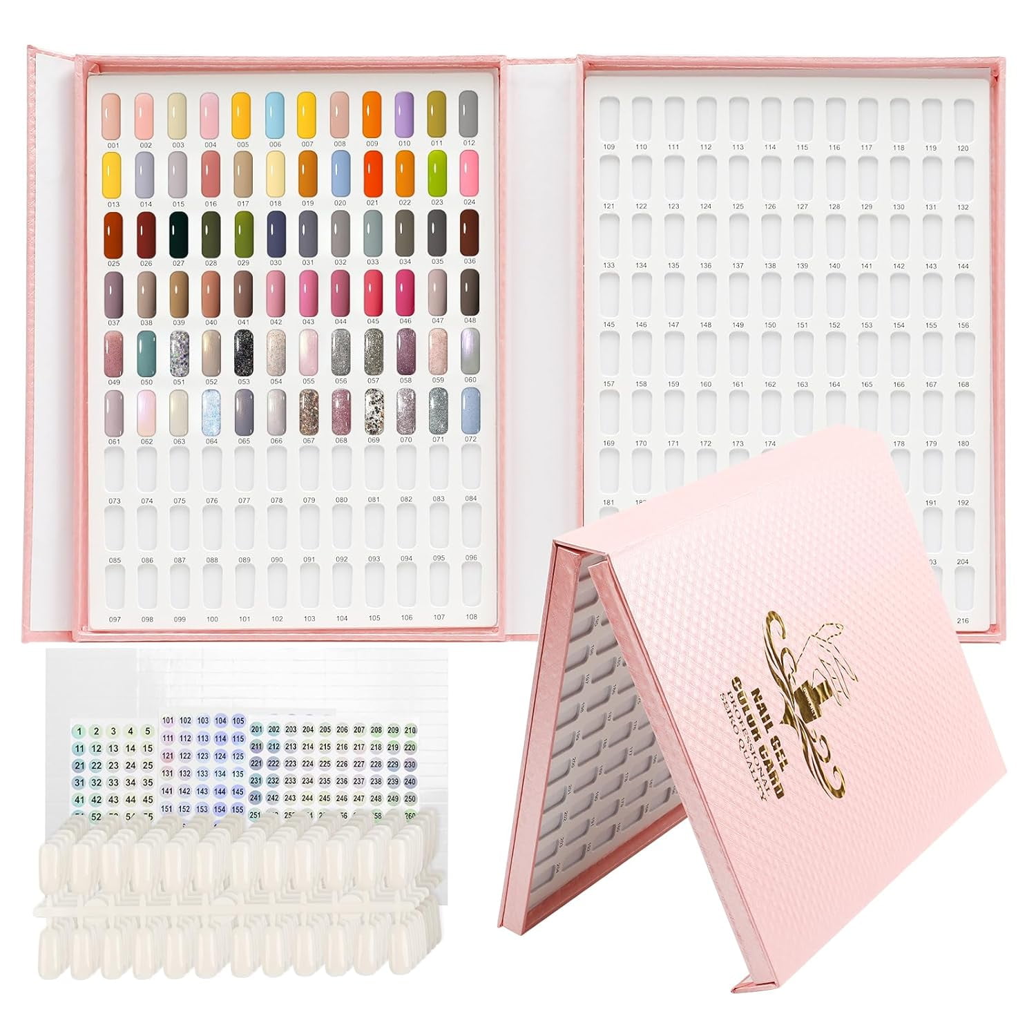 TRAHOO-Professional 216 Nail Colors Chart, Nail Gel Polish Organizer ...