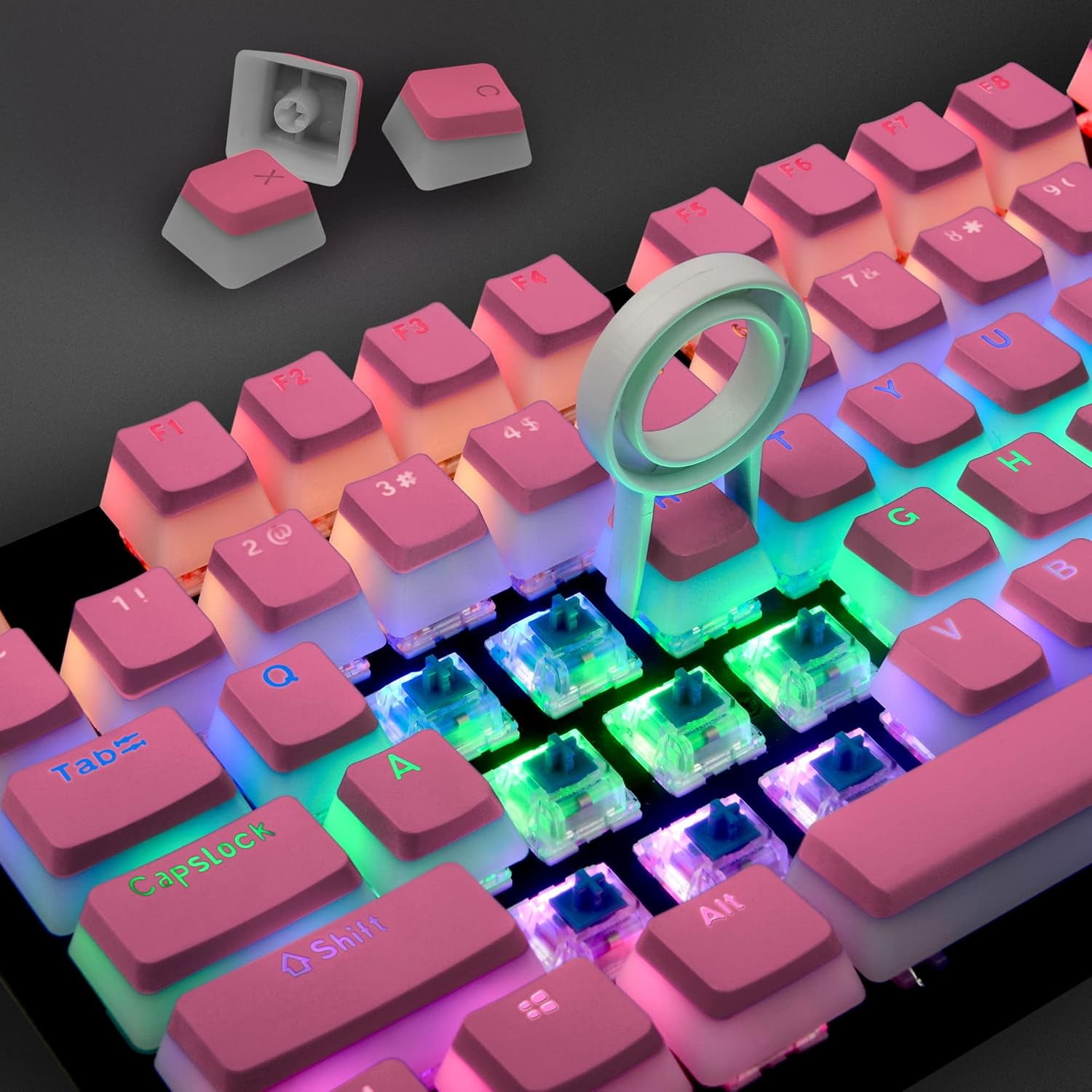 TRAHOO-Pudding Keycaps,Double Shot PBT Backlit 108 Keys Key caps Set ...