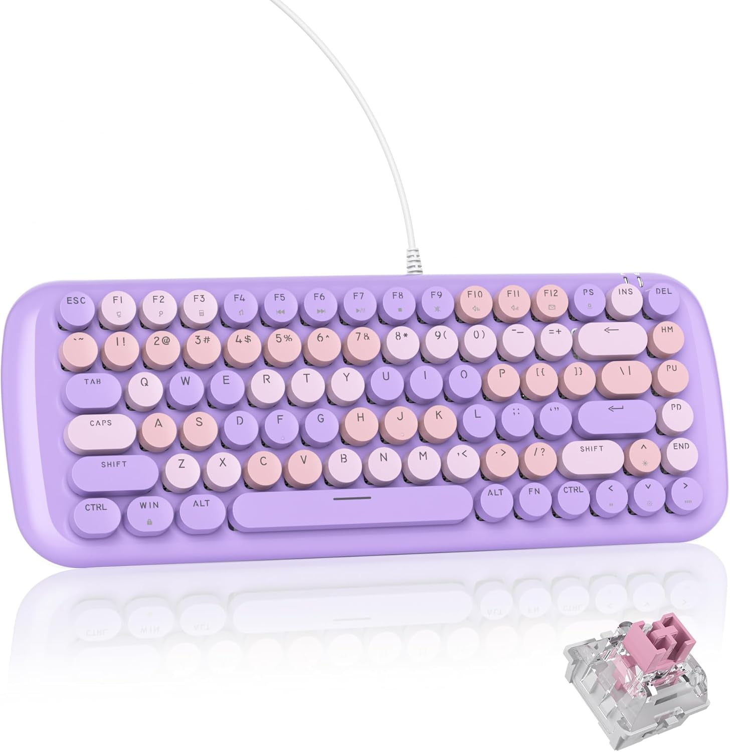 TRAHOO-Purple Creamy Mechanical Gaming Keyboard, Aesthetic Keyboard w ...