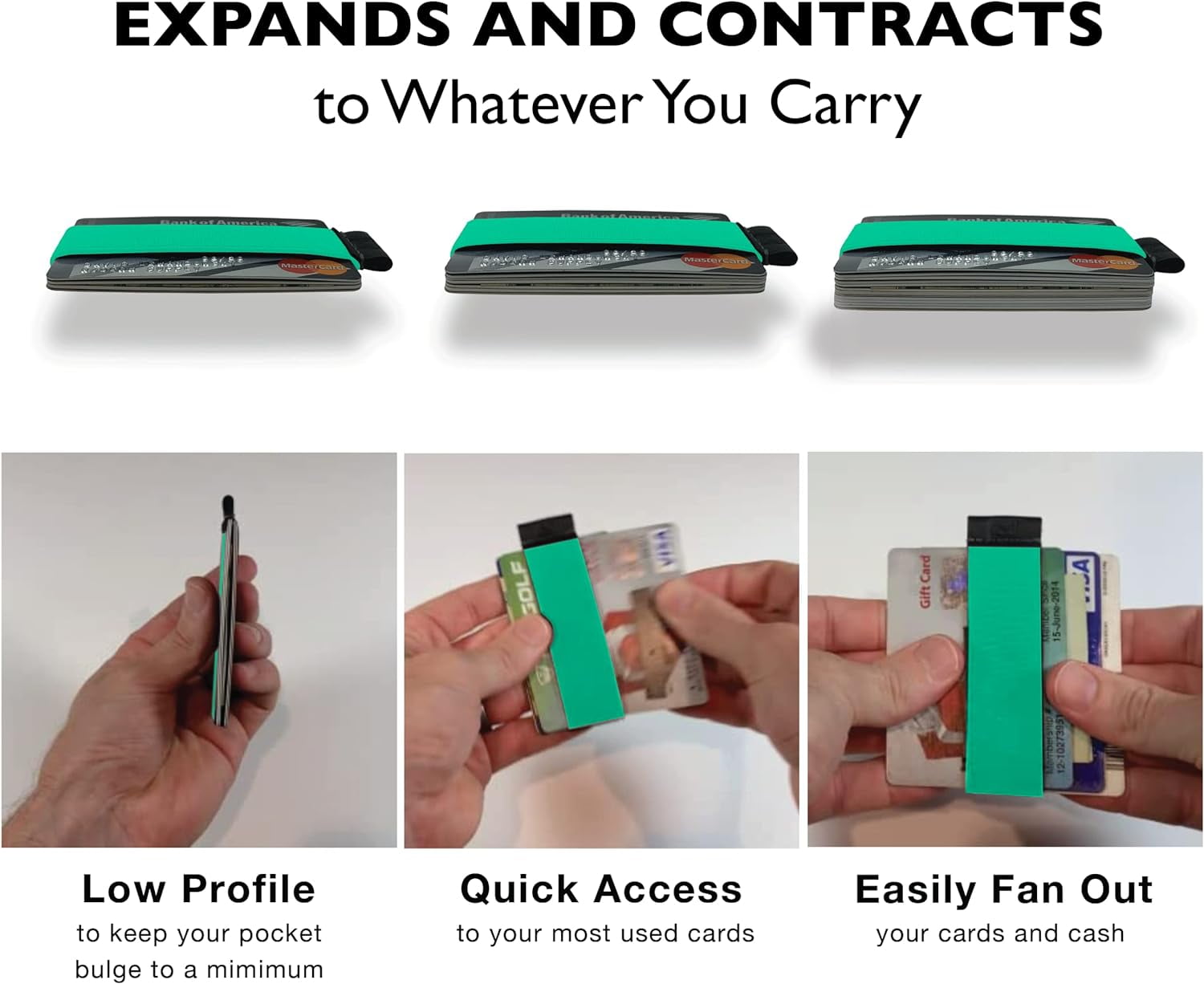 TRAHOO-Quick Draw Minimalist Wallet for Men & Women, Elastic Band ...