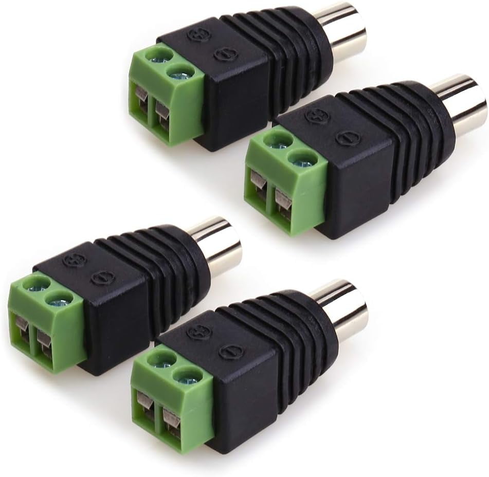 TRAHOO-RCA Cable Audio Adapter, Phono RCA Male Plug to AV Screw Terminal Audio/Video Speaker ...