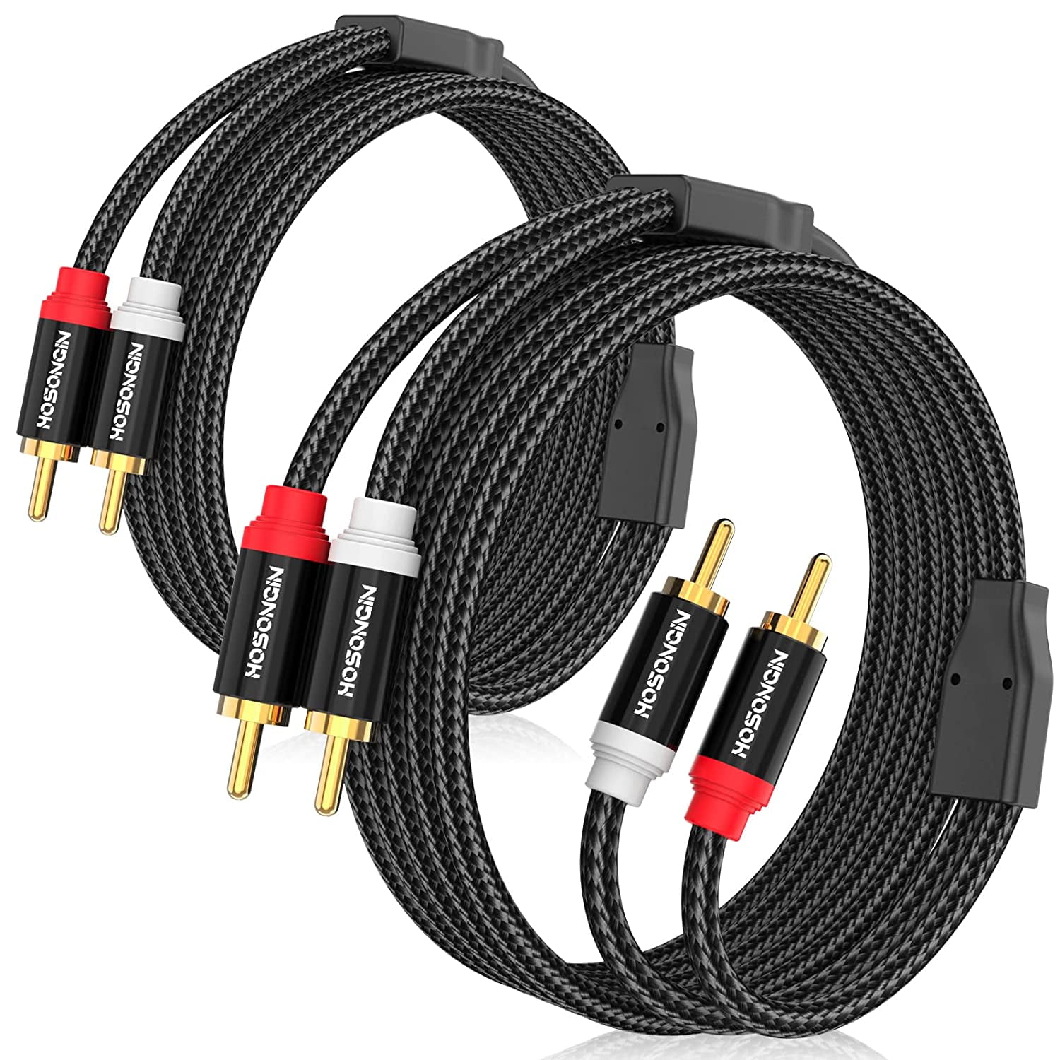 TRAHOO-RCA Cables 20ft 2 Pack[Hi-Fi Sound, Nylon Braided, Shielded], 2 ...
