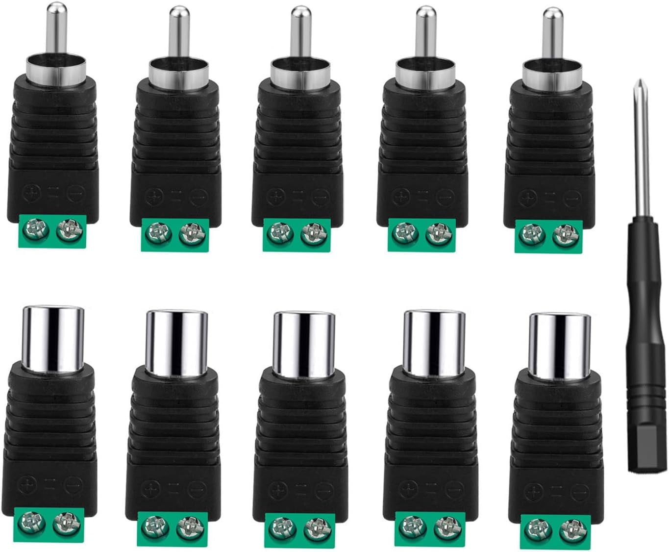TRAHOO-RCA to Speaker Wire Adapter, 10Pcs RCA to AV Screw Terminal Connector Phono RCA Male ...