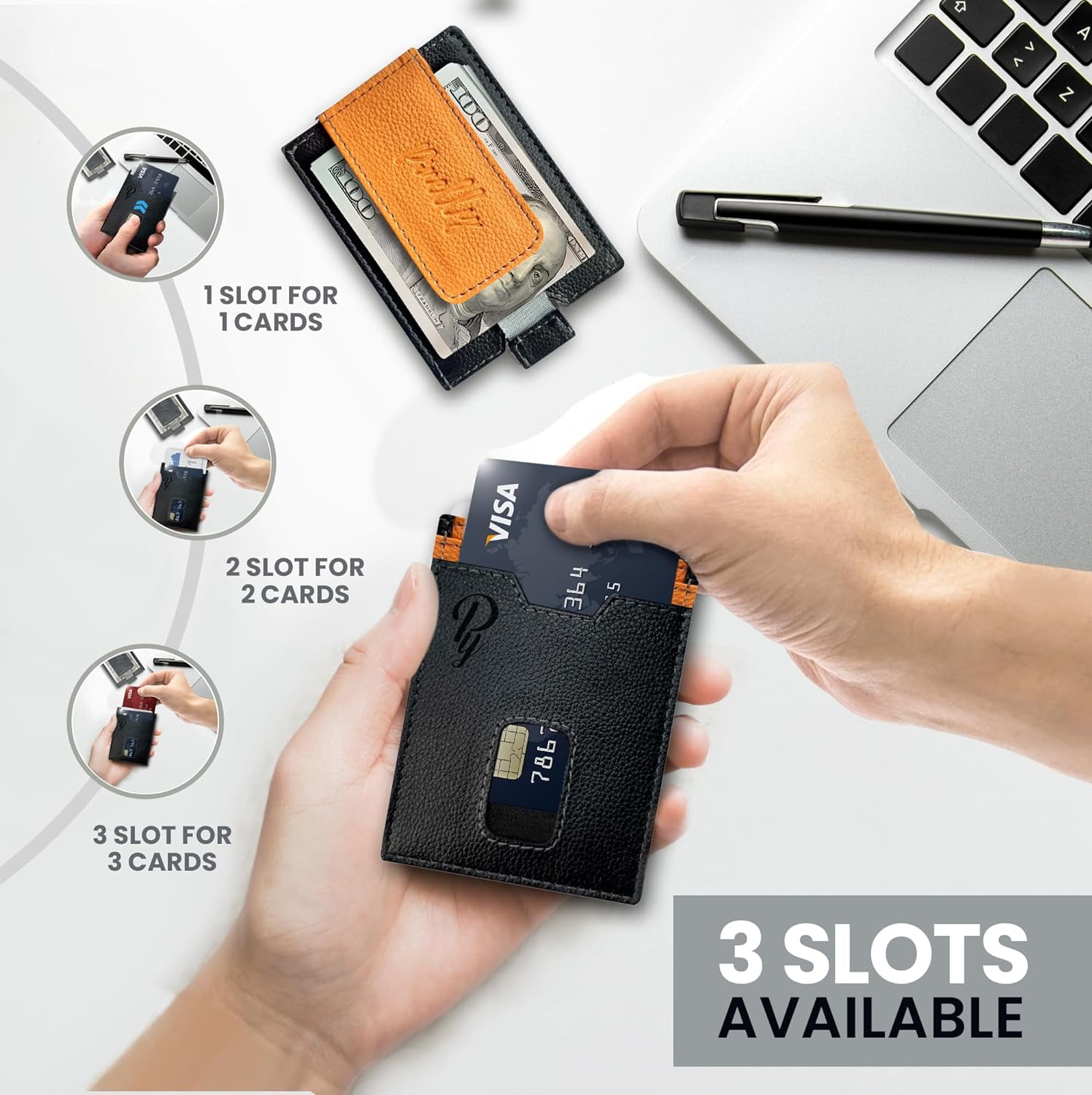 TRAHOO--RFID Blocking Card Holder for Men, Ethical leather, Minimalist ...