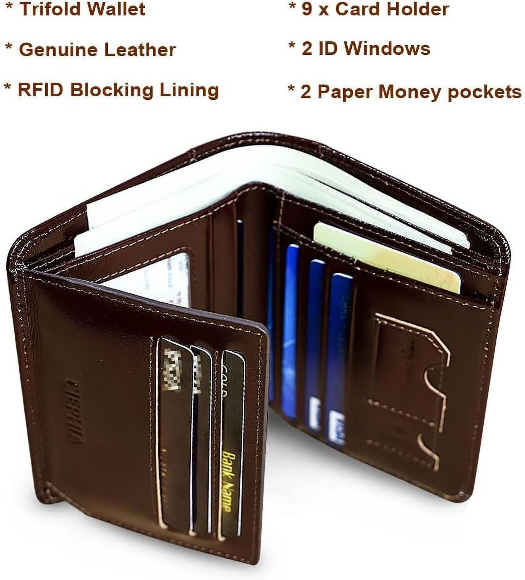 TRAHOO-RFID Blocking Trifold Genuine Leather Wallets for Men, Vintage ...