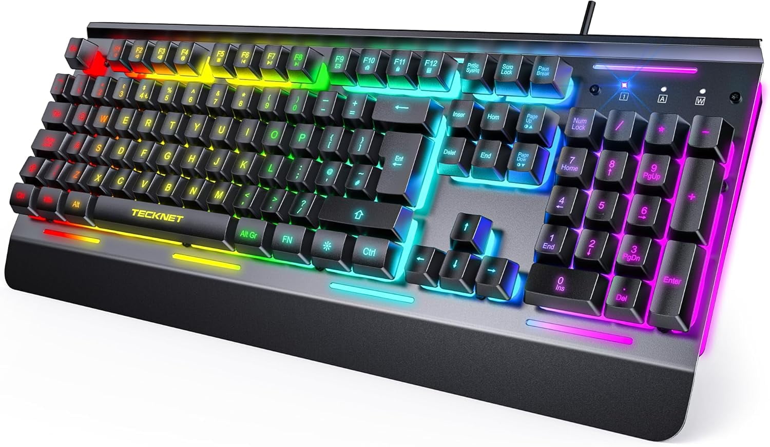 TRAHOO-RGB Gaming Keyboard, 105 Keys, All-Metal Panel, 15-Zone RGB ...