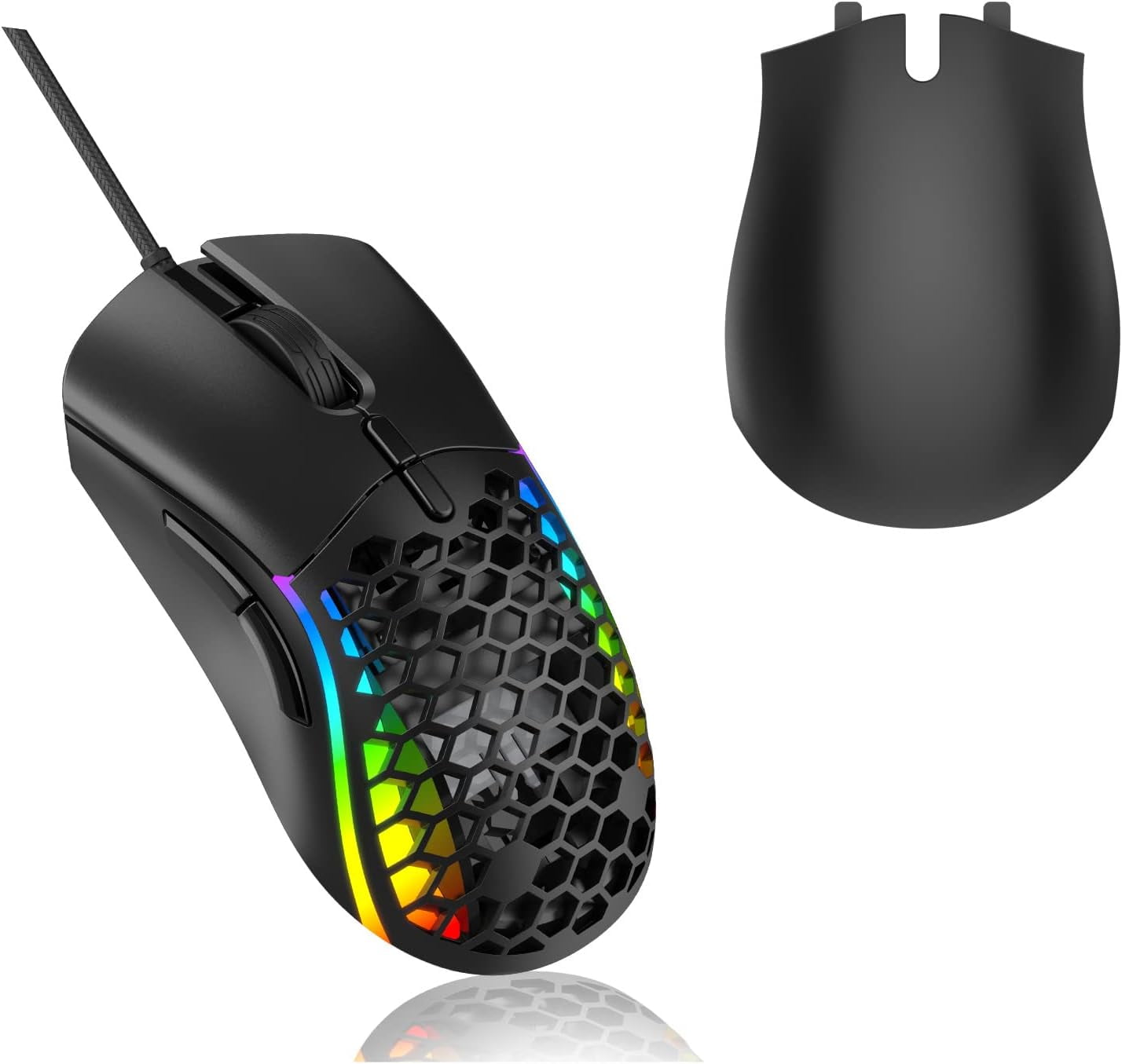 TRAHOO-RGB Gaming Mouse Wired with Detachable Rear Cover13 Backlit ...