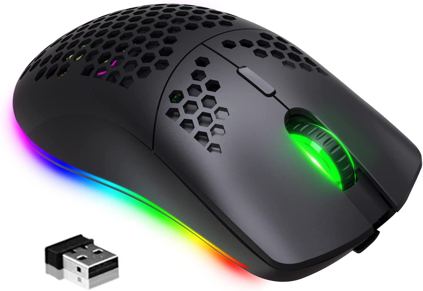 TRAHOO-RGB Wireless Gaming Mouse,Ultra-Lightweight Honeycomb Shell Mice ...