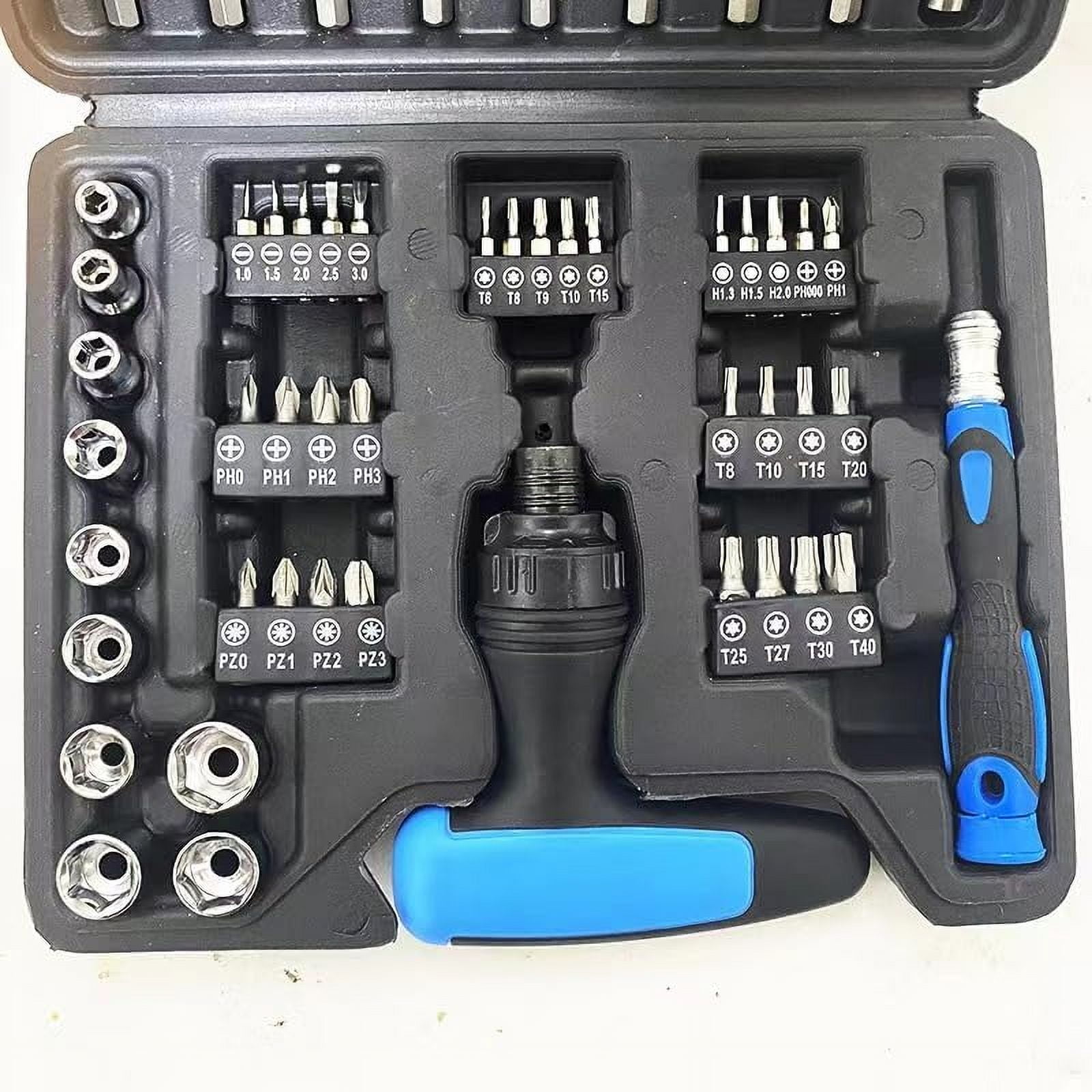 TRAHOO-Ratcheting Screwdriver Set with Case,63 Piece Socket Kit & Precision Multi Screwdriver ...
