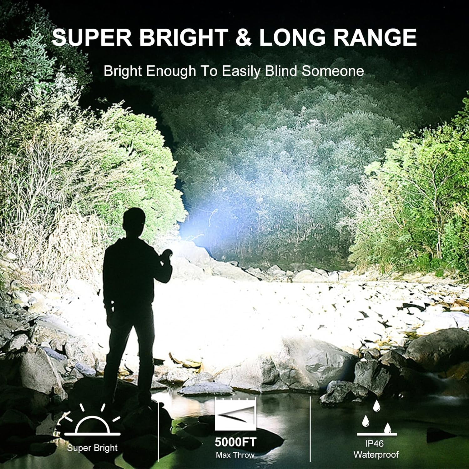 TRAHOO-Rechargeable Flashlights, 990,000 Super Bright Flash Lights ...