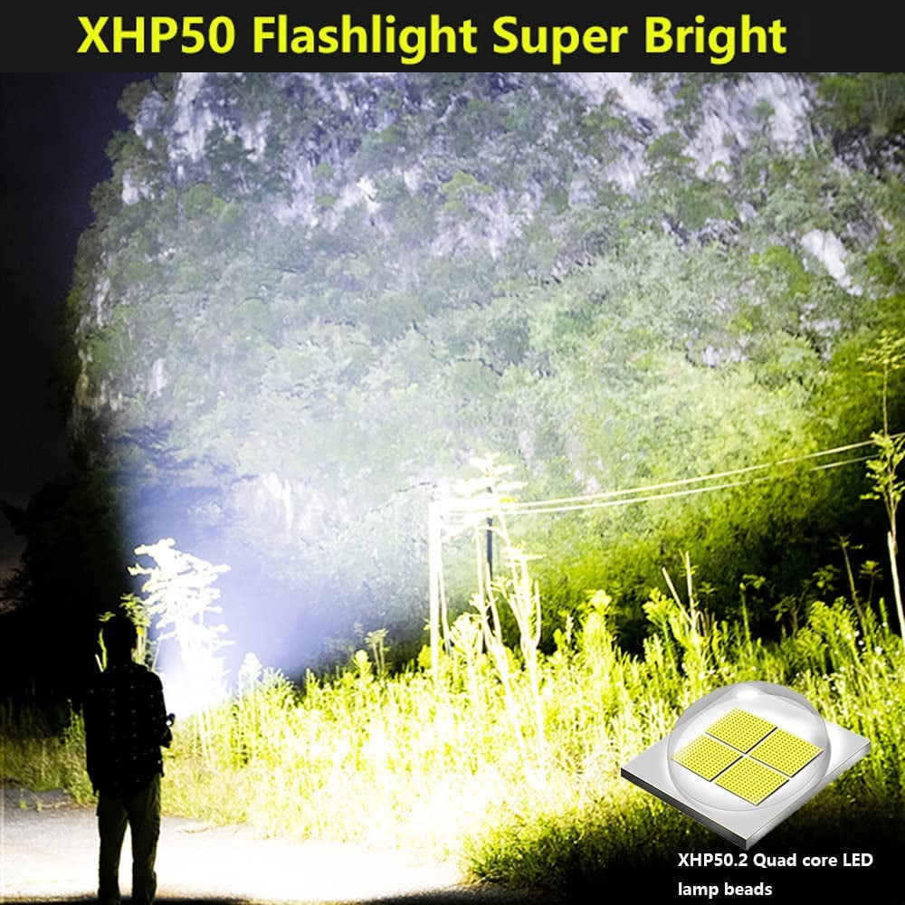 TRAHOO-Rechargeable LED Flashlight, 10000 Lumen, Tactical Tail Switch ...