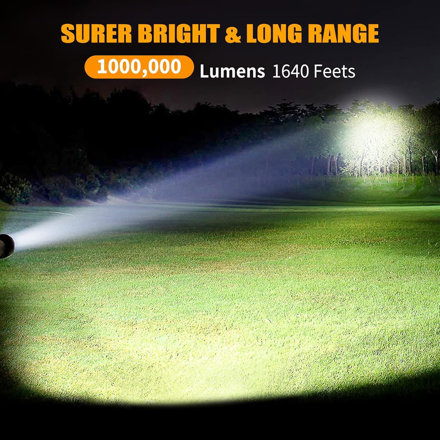 TRAHOO-Rechargeable Spotlight, 1000000 Lumens Bright LED Spotlight ...