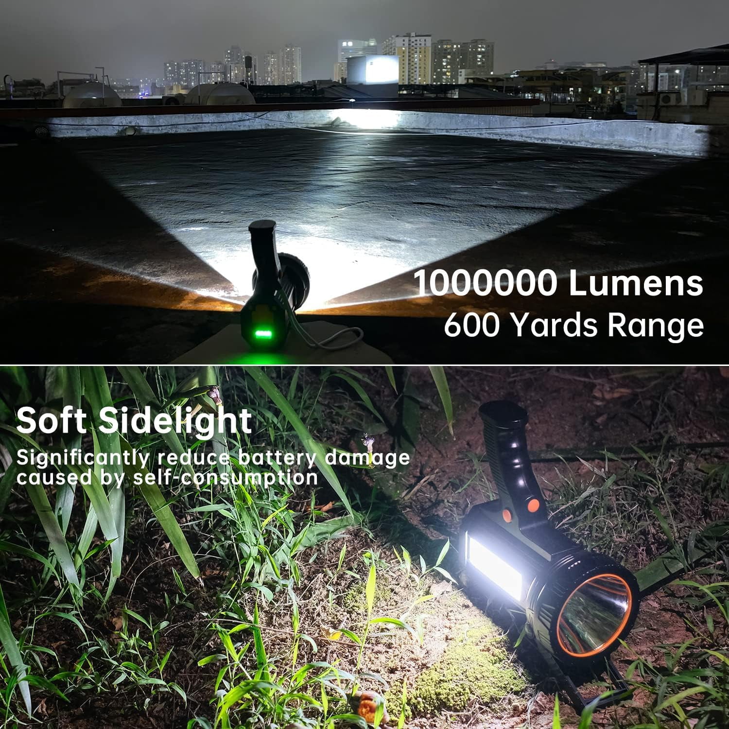 TRAHOO-Rechargeable Spotlight Flashlight, 1000,000 lumens 600 Yards ...