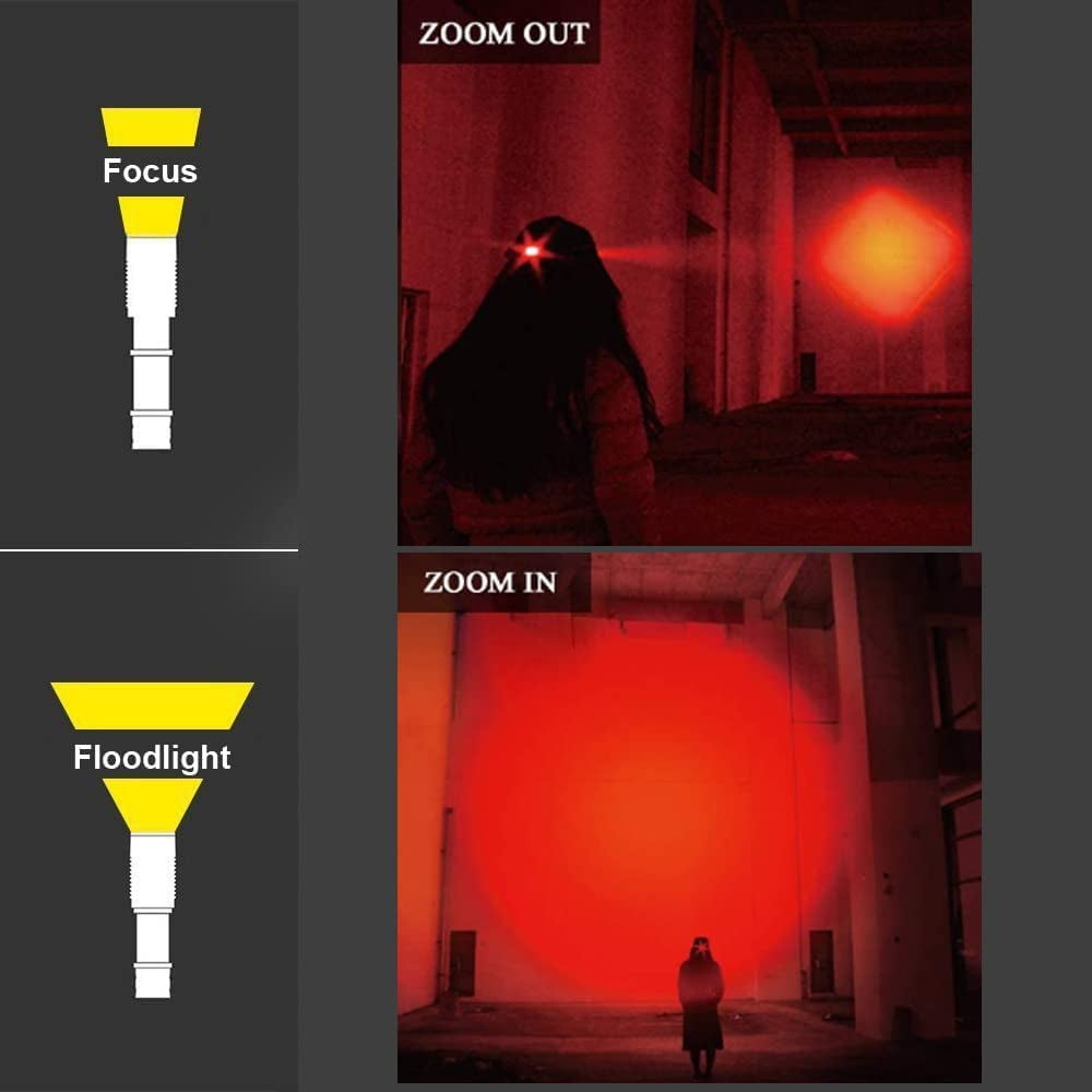 TRAHOO-Red Light Flashlight, 670nm light Long Range Zoomable Red ...